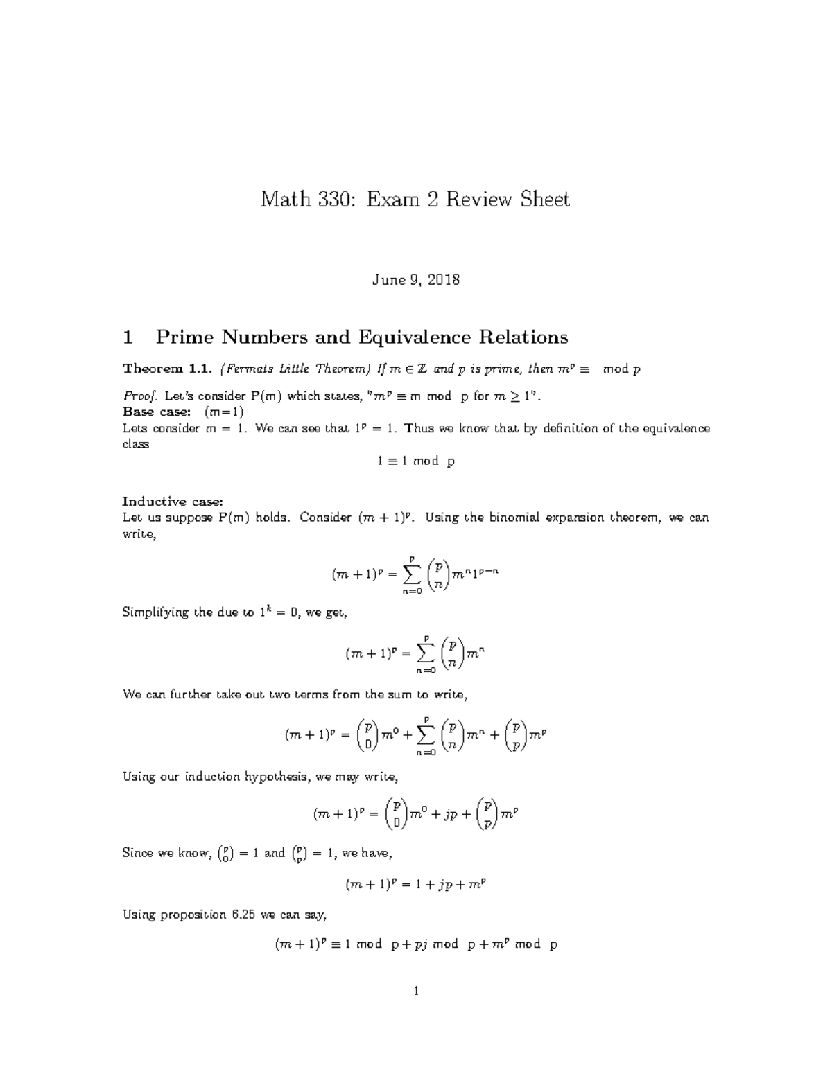 Exam2-review-sheet - Summary Number Systems - Math 330: Exam 2 Review ...