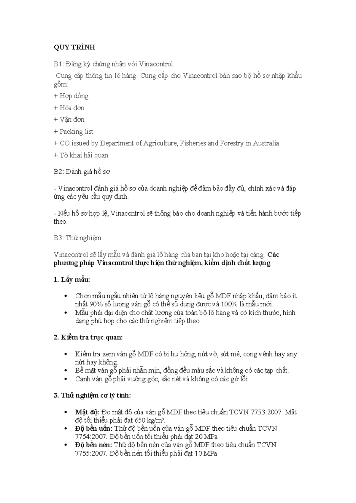 Update quy trình - ccccc - QUY TRÌNH B1: Đăng ký chứng nhận với Vinacontrol. Cung cấp thông tin ...