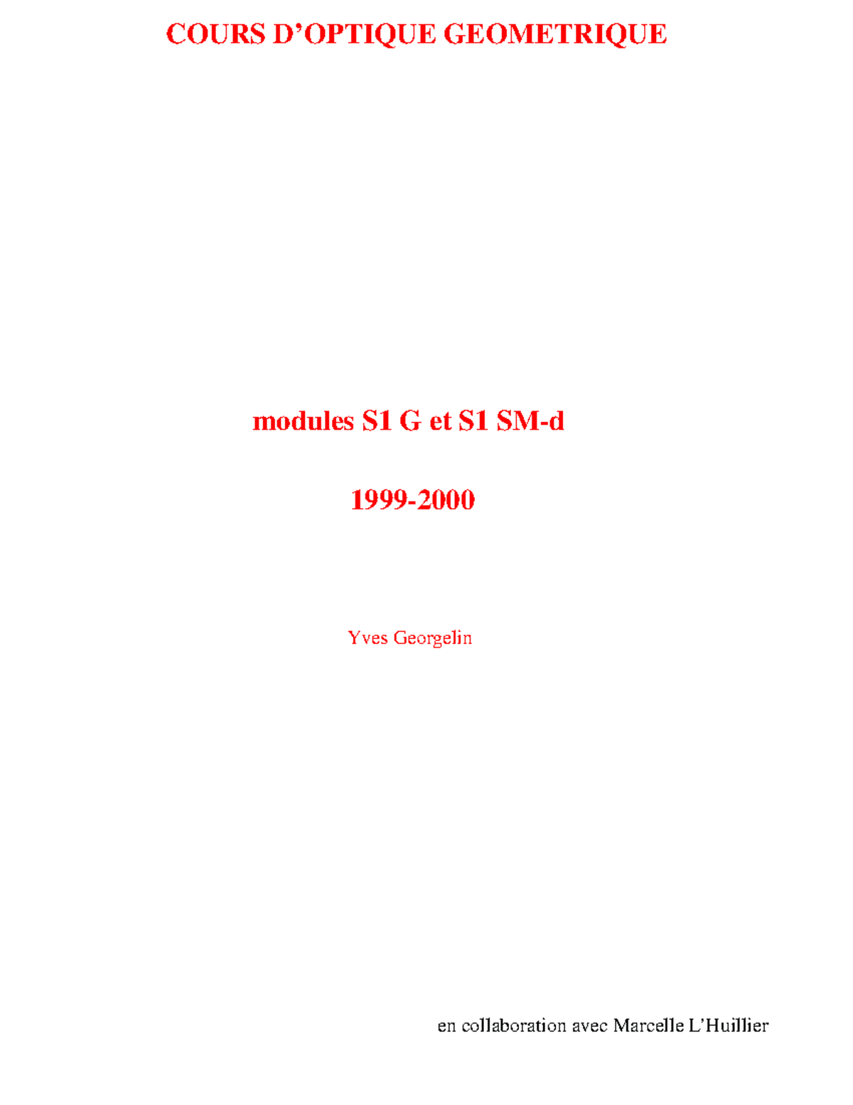 Cours D’ Optique Geometrique - E-Cours - COURS D’OPTIQUE GEOMETRIQUE ...