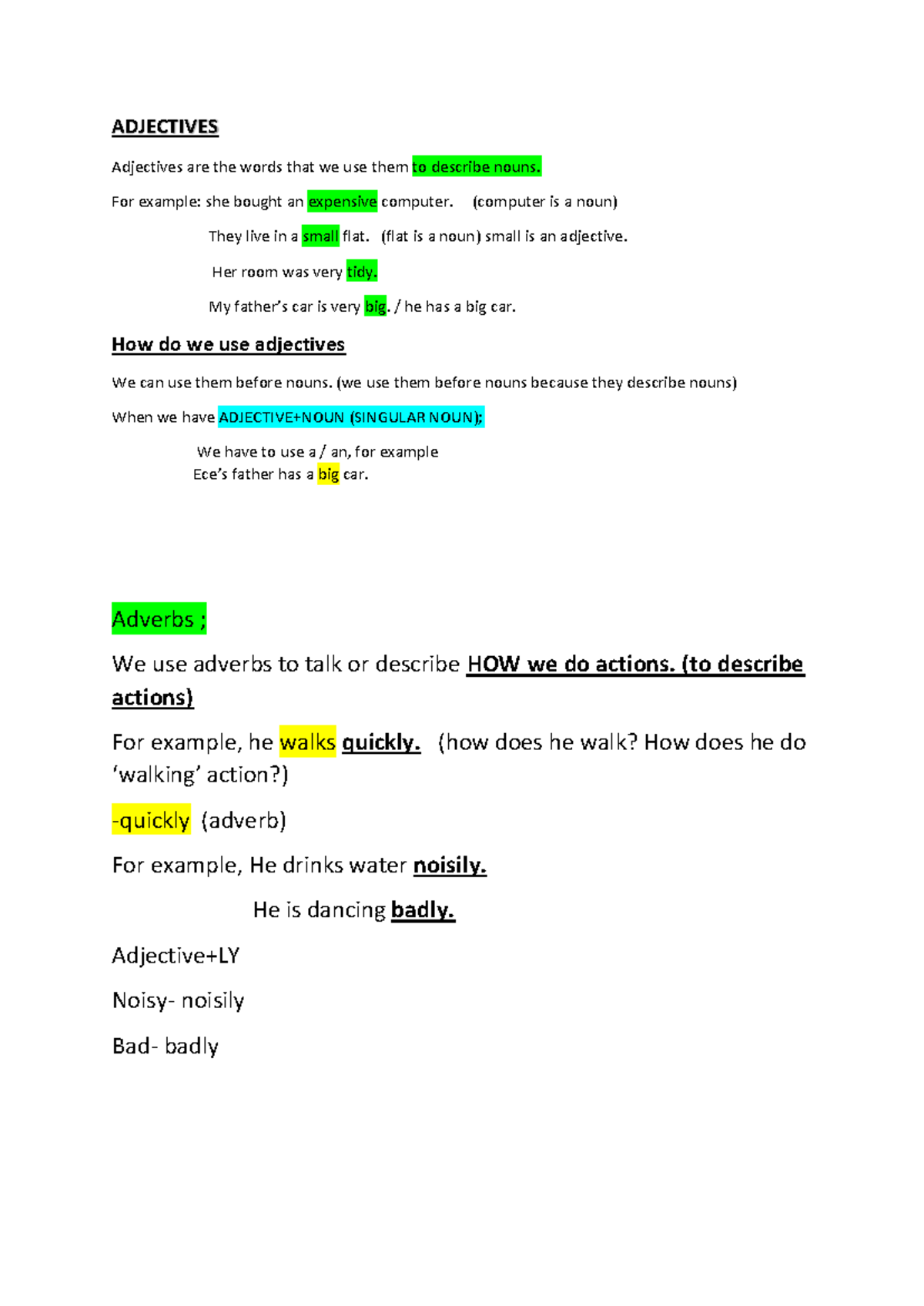 Adjectives - Summary Transportation Engineering - ADJECTIVES Adjectives ...