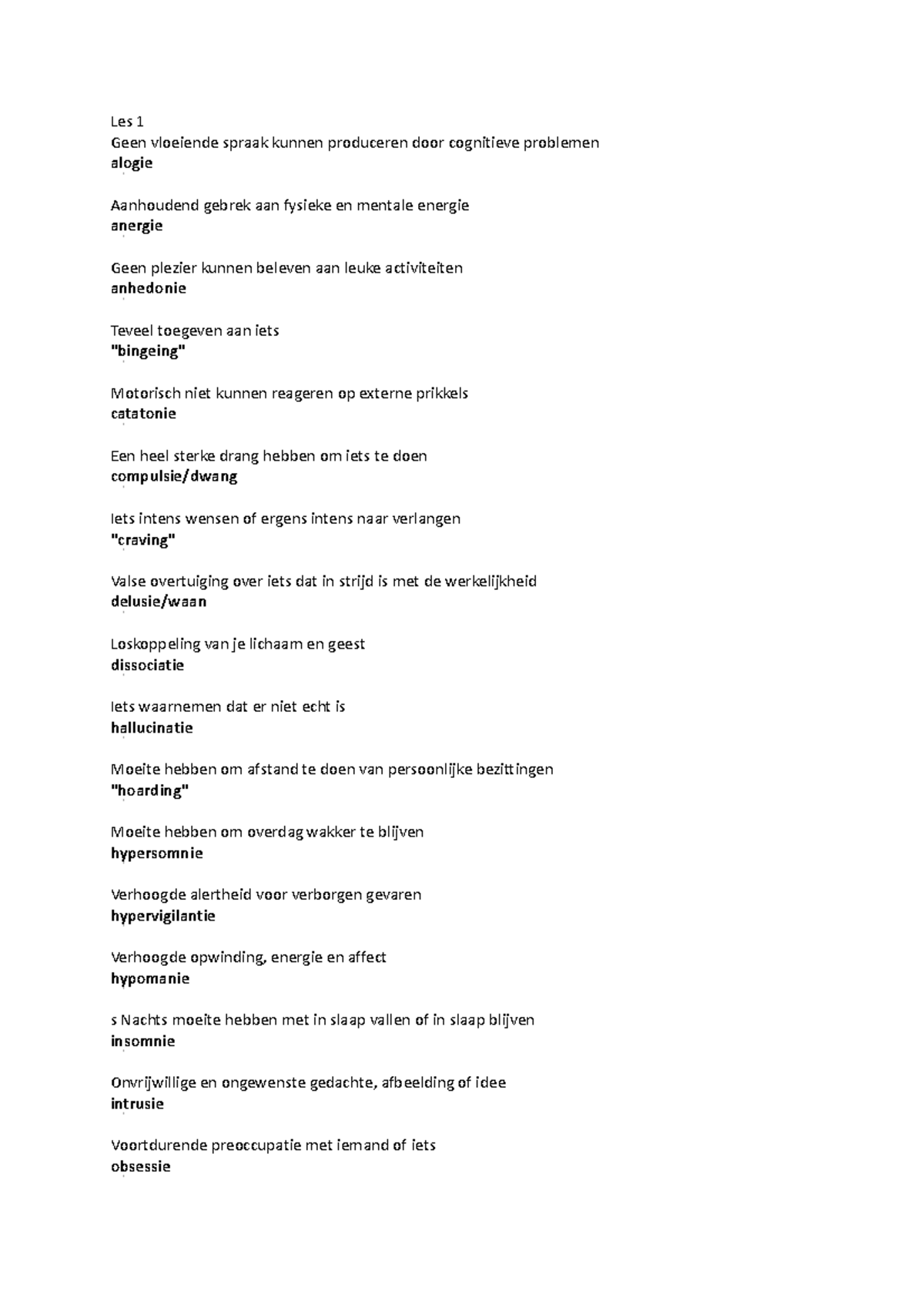 Les 1 tot en met les 7 - Slimstampen Les 1 Klinische Psychologie - Les ...