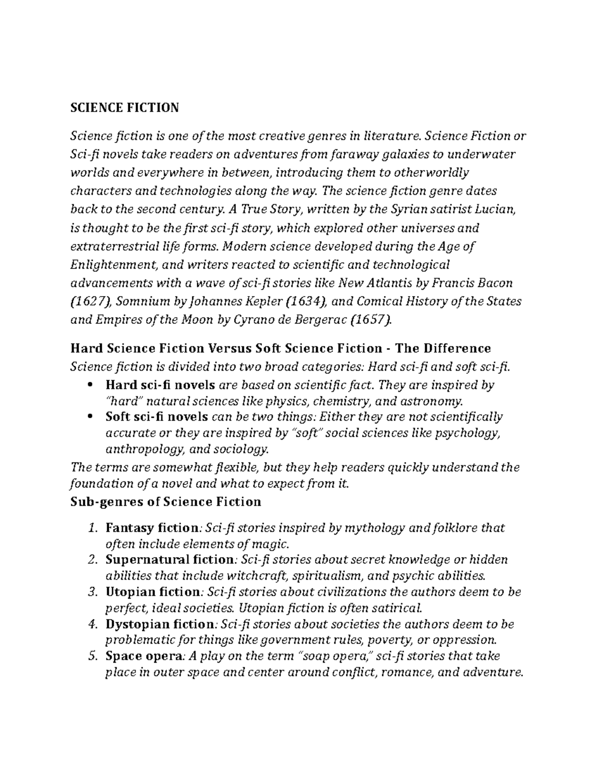 Science Fiction - SCIENCE FICTION Science fiction is one of the most ...