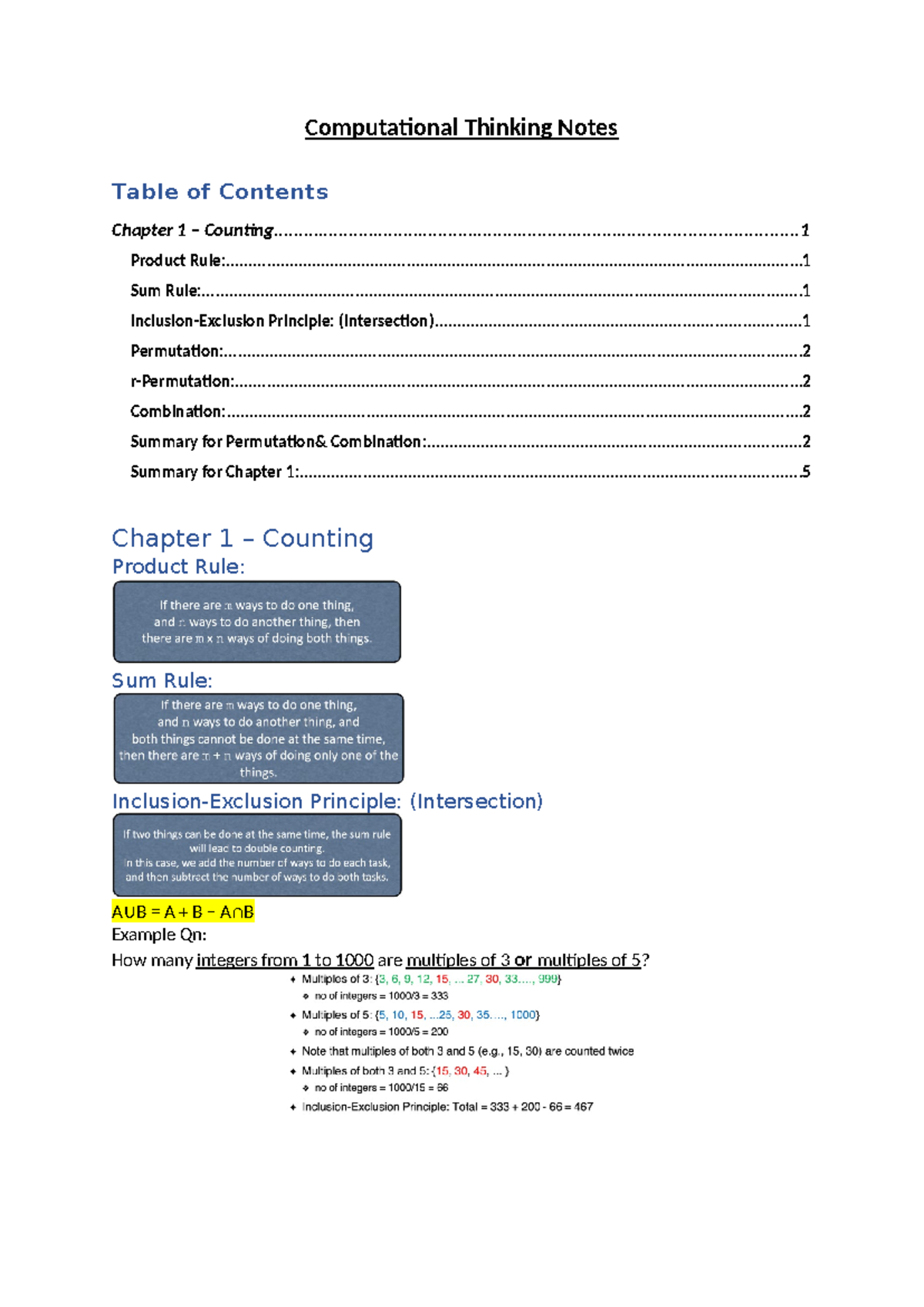 Computational Thinking Notes - - Studocu