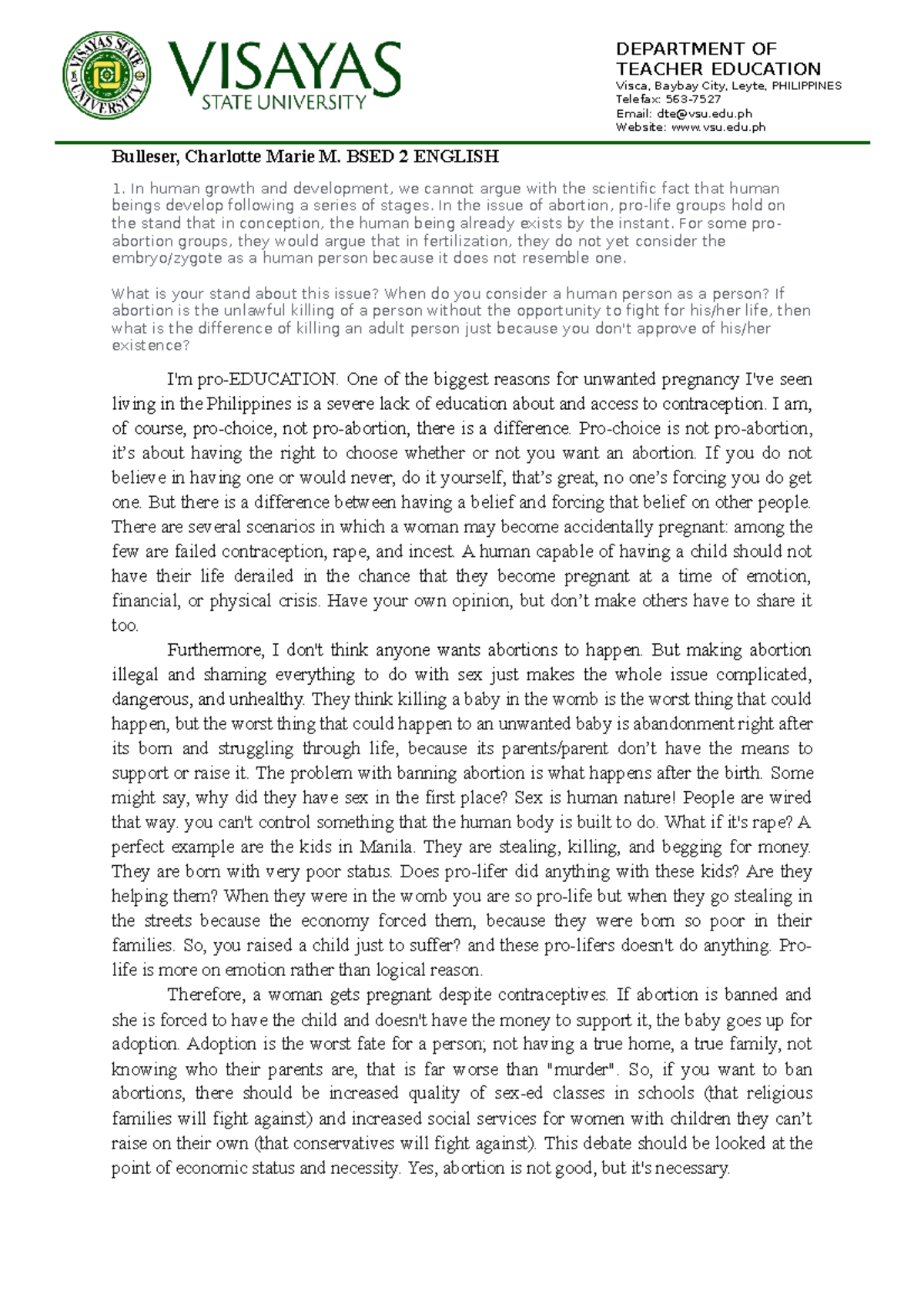 Science integrated with education - Bulleser, Charlotte Marie M. BSED 2 ENGLISH 1. In human ...