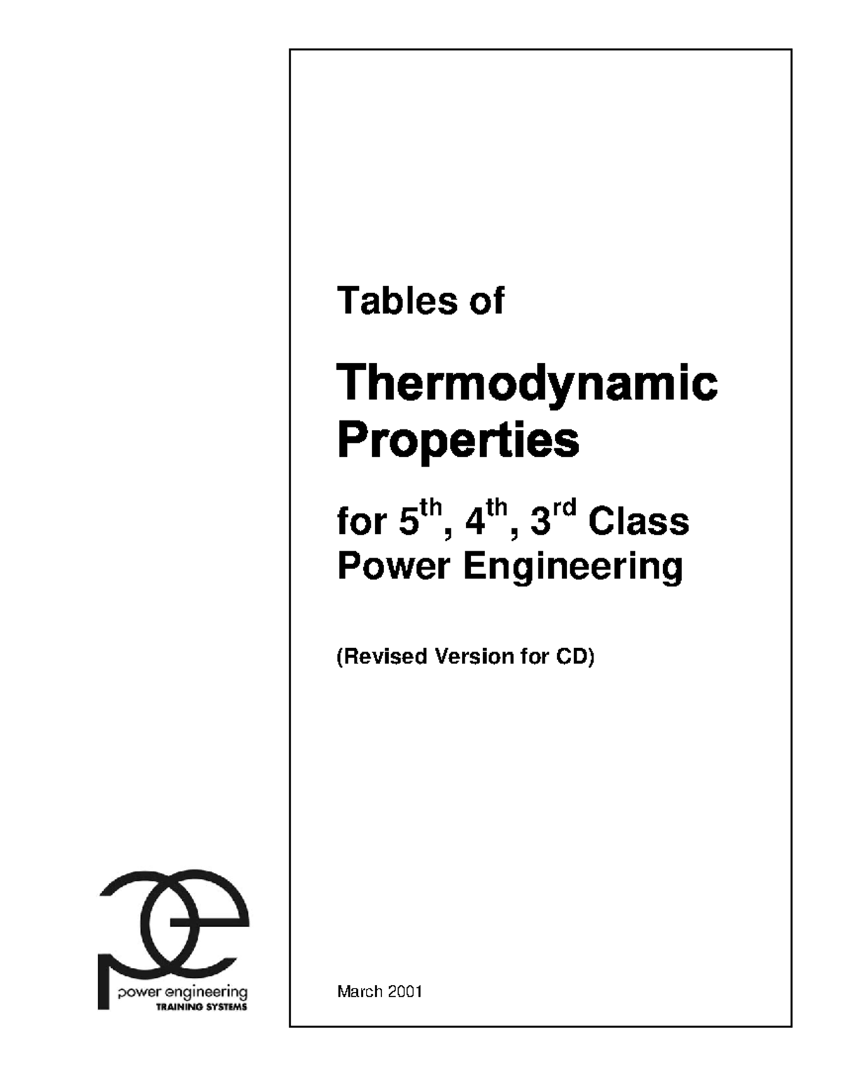 Tables of Thermodynamic Properties - Tables of for 5 th , 4 th , 3 rd ...