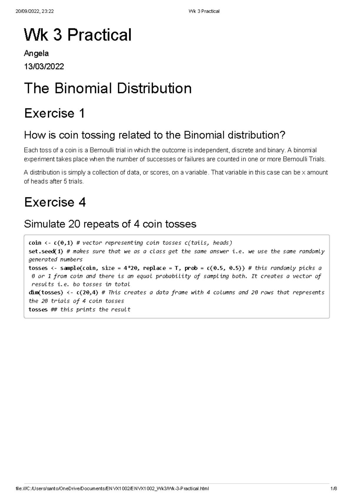 Week 3 Practical - Wk 3 Practical Angela 13/03/ The Binomial ...