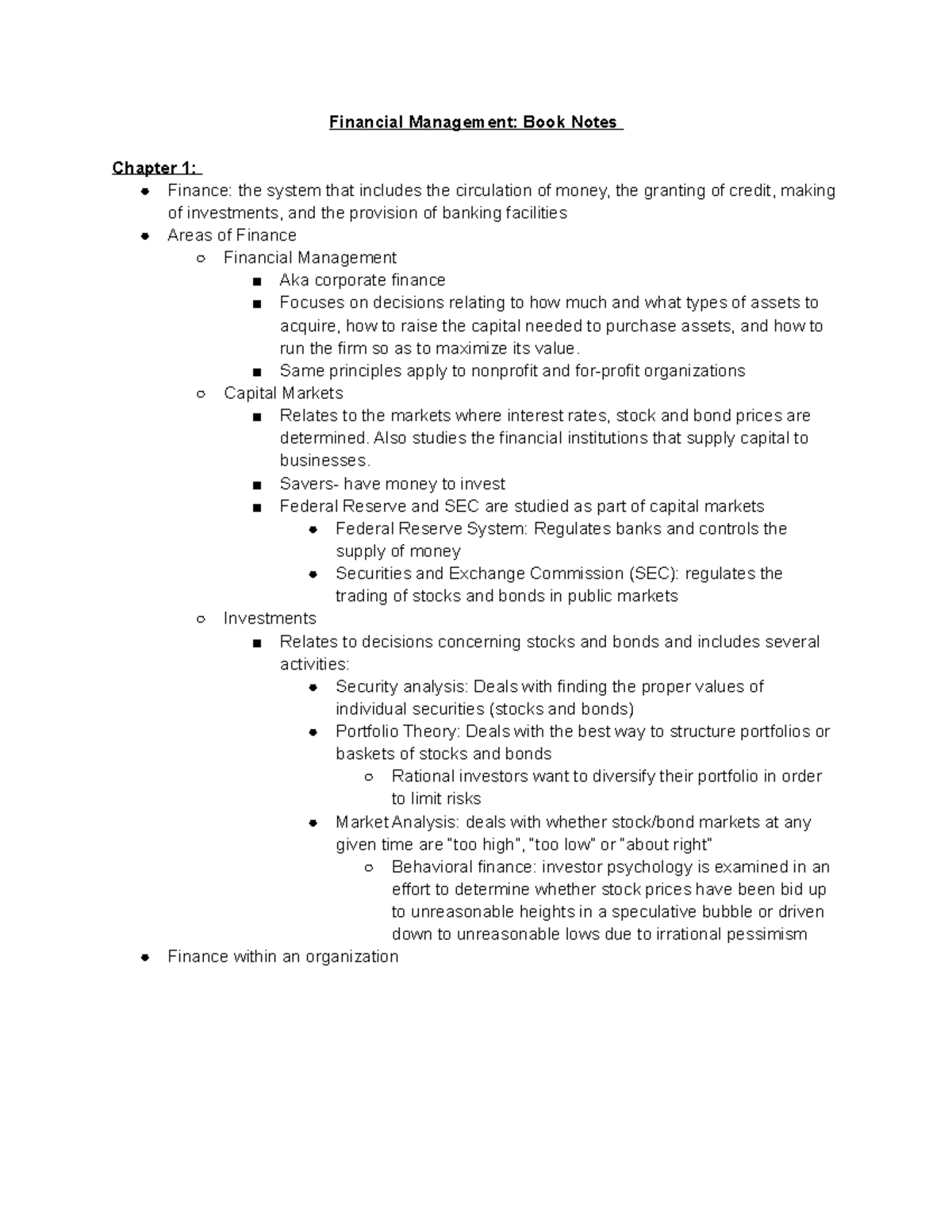 Financial Management Book Notes - Financial Management: Book Notes ...