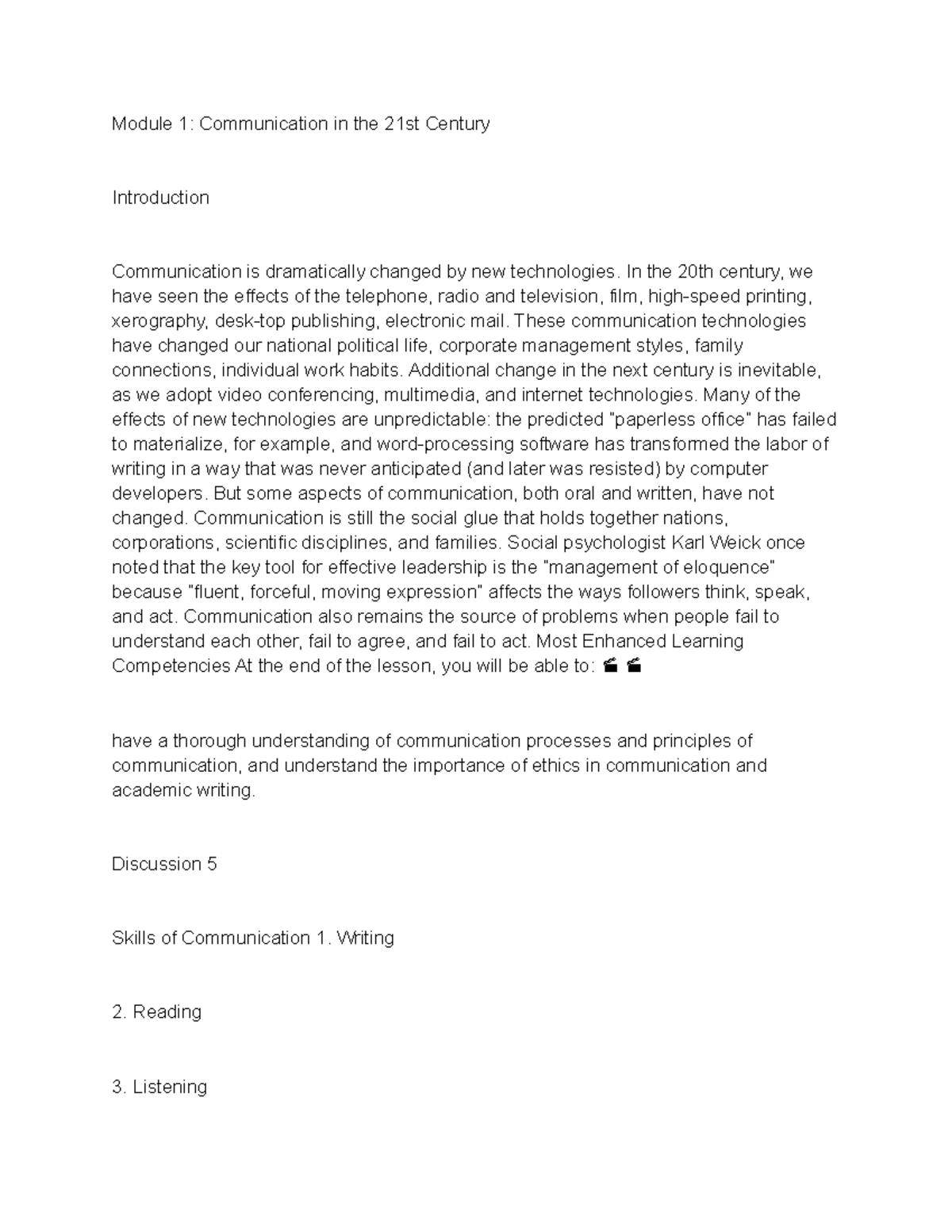 Communication in the 21st Century - Module 1: Communication in the 21st ...