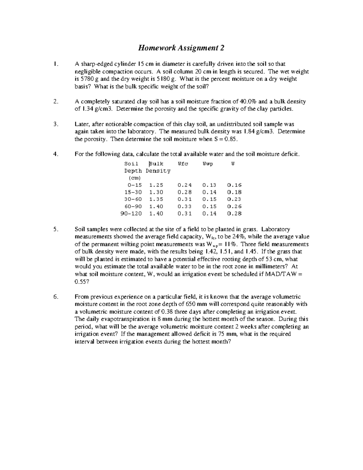 2 - homework 2004 - Homework Assignment 2 A sharp-edged cylinder 15 cm ...