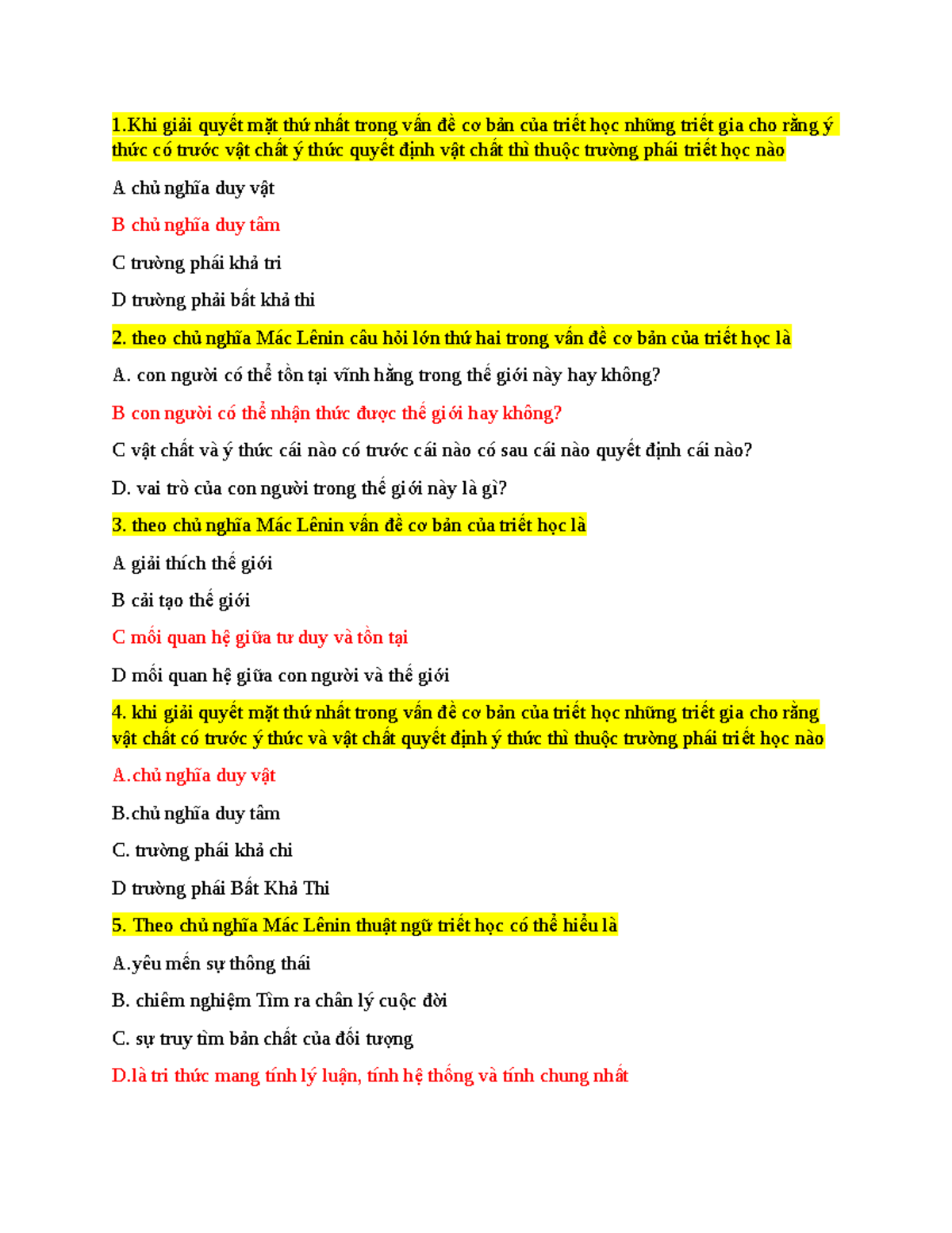Ôn tập cuối kì cho bài thi - 1 gi i quy t m t th nh t trong v n đ c b n c a tri t h c nh ng tri ...