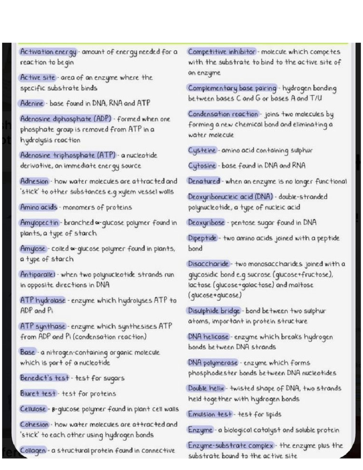 Key terms Biology 2 - Organic chemistry notes from the lecture. - CHEM ...