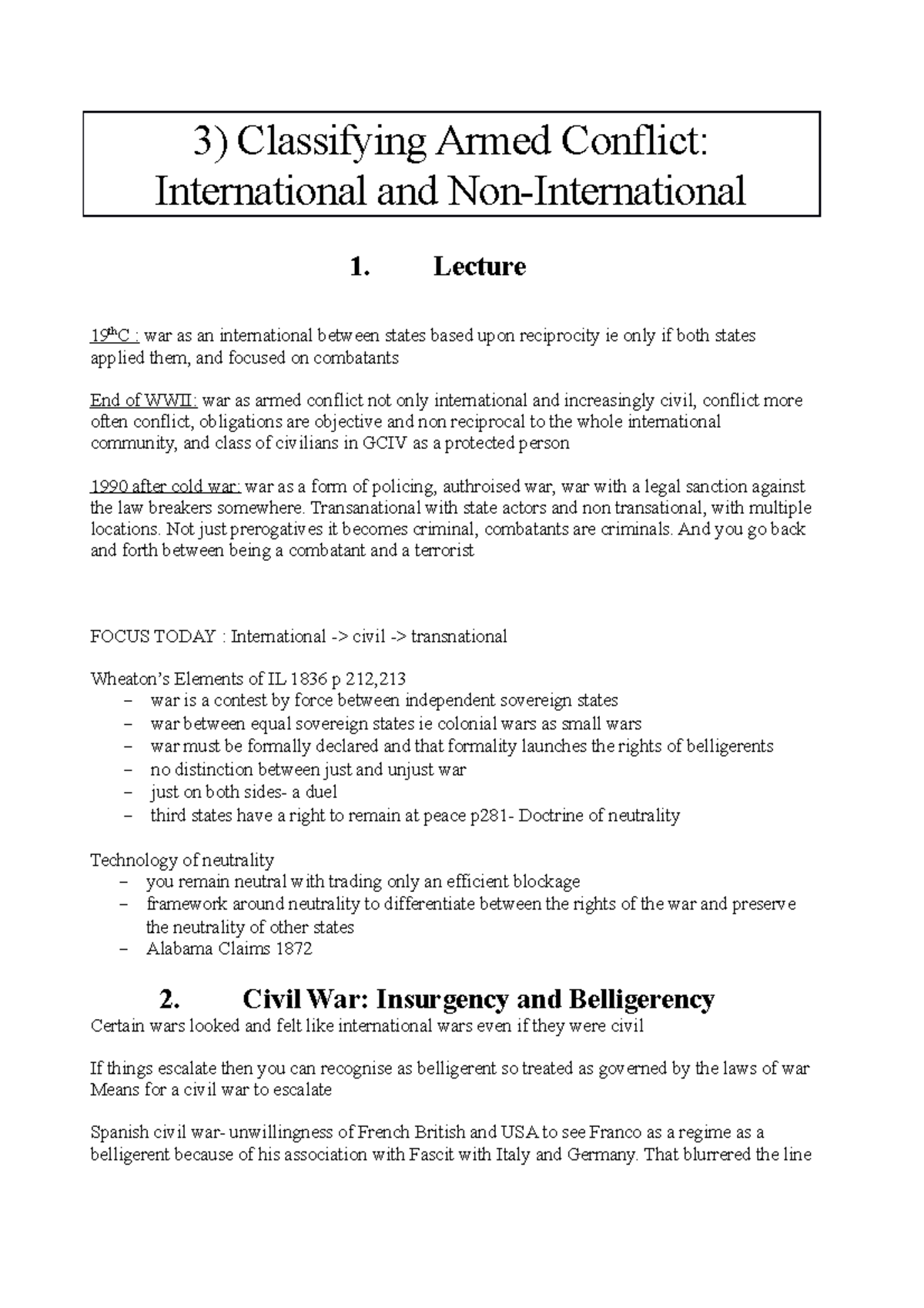 3) international and nation armed conflict - 3) Classifying Armed ...