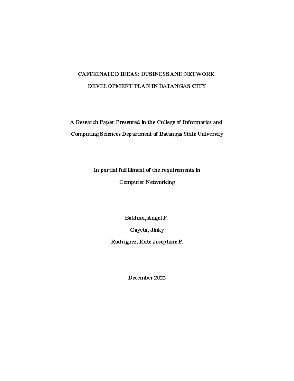 Computer Networking Final Paper - CAFFEINATED IDEAS: BUSINESS AND ...