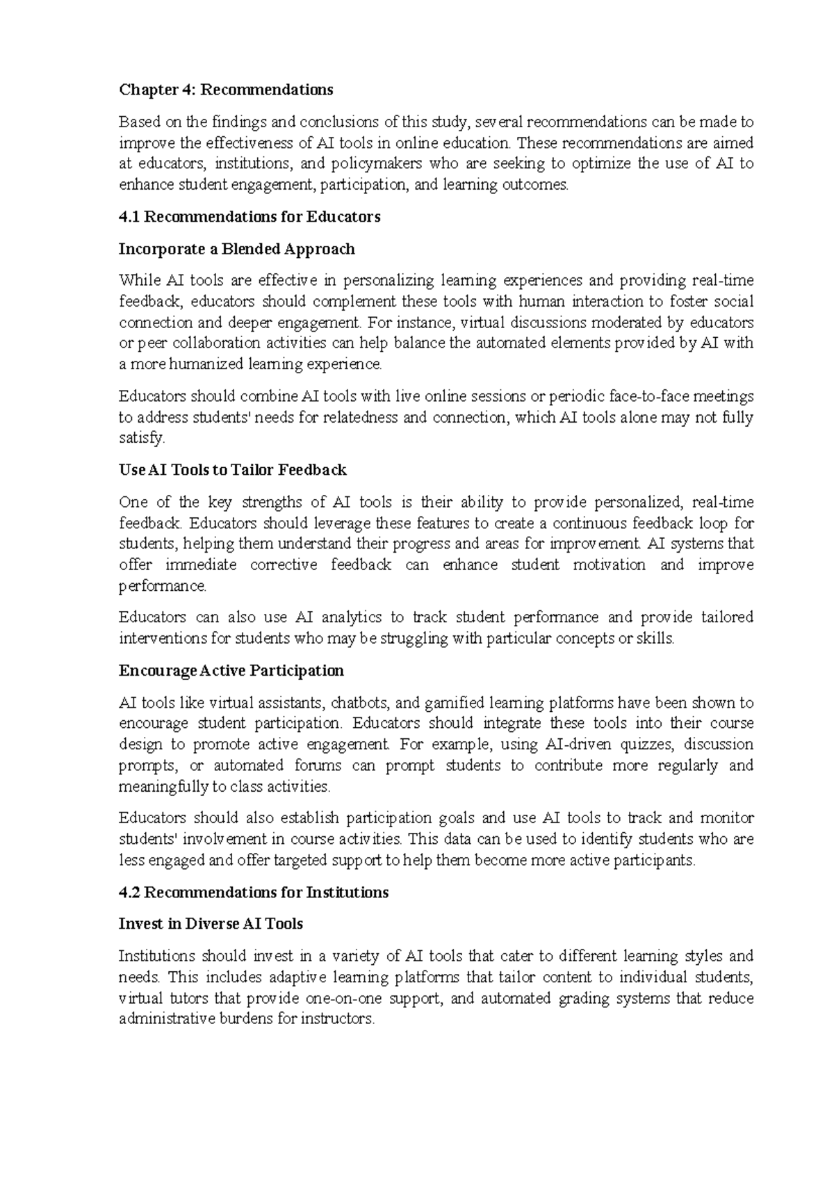 Sample Chapter 4 Recommendation - Chapter 4: Recommendations Based on ...