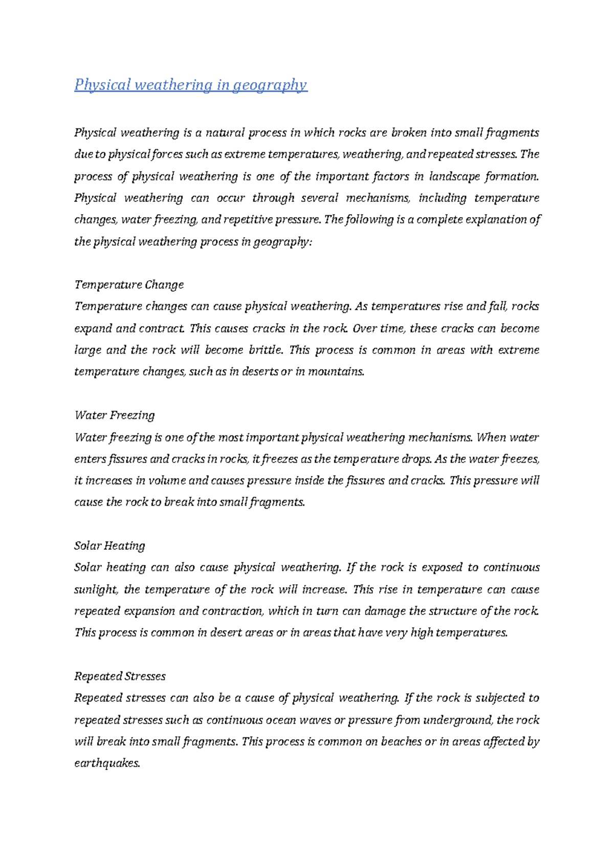Physical weathering in geography - Physical weathering in geography ...