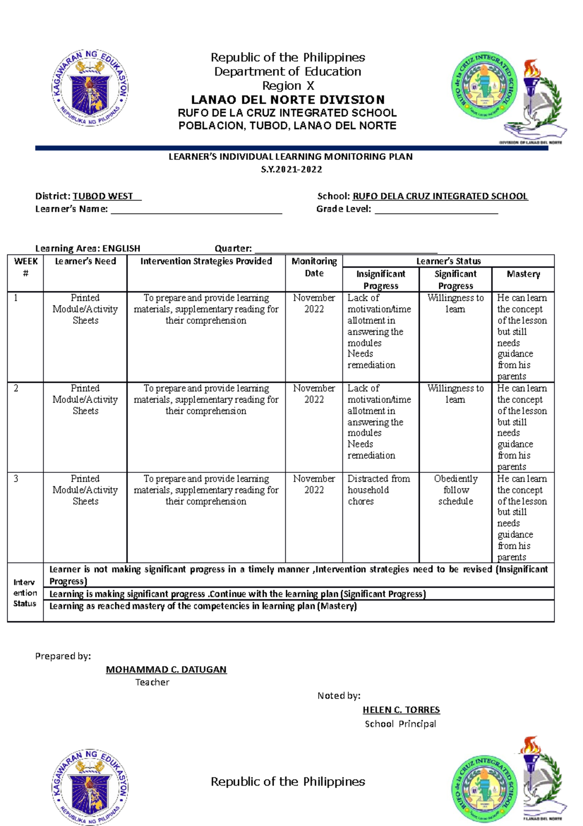 ILMP- Hannah - For educational purposes. - Republic of the Philippines ...