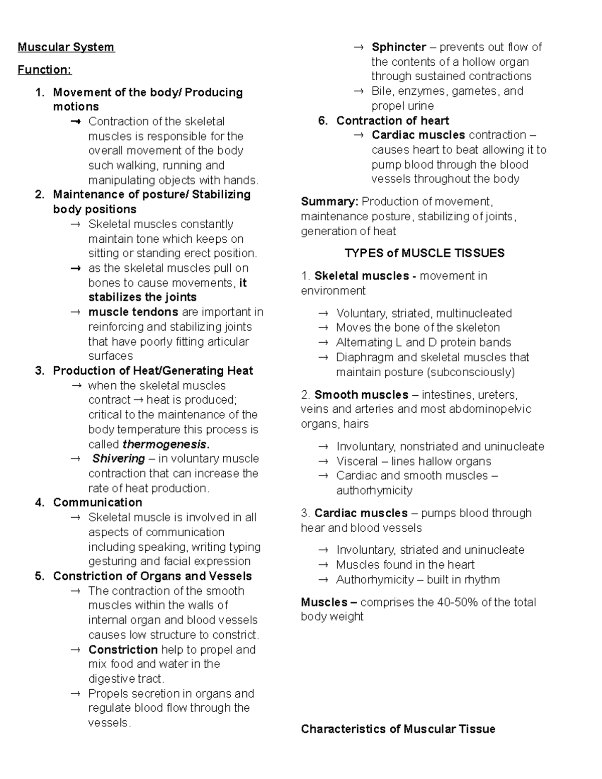 Muscular System - Anatomy and Physiology - Muscular System Function: 1 ...