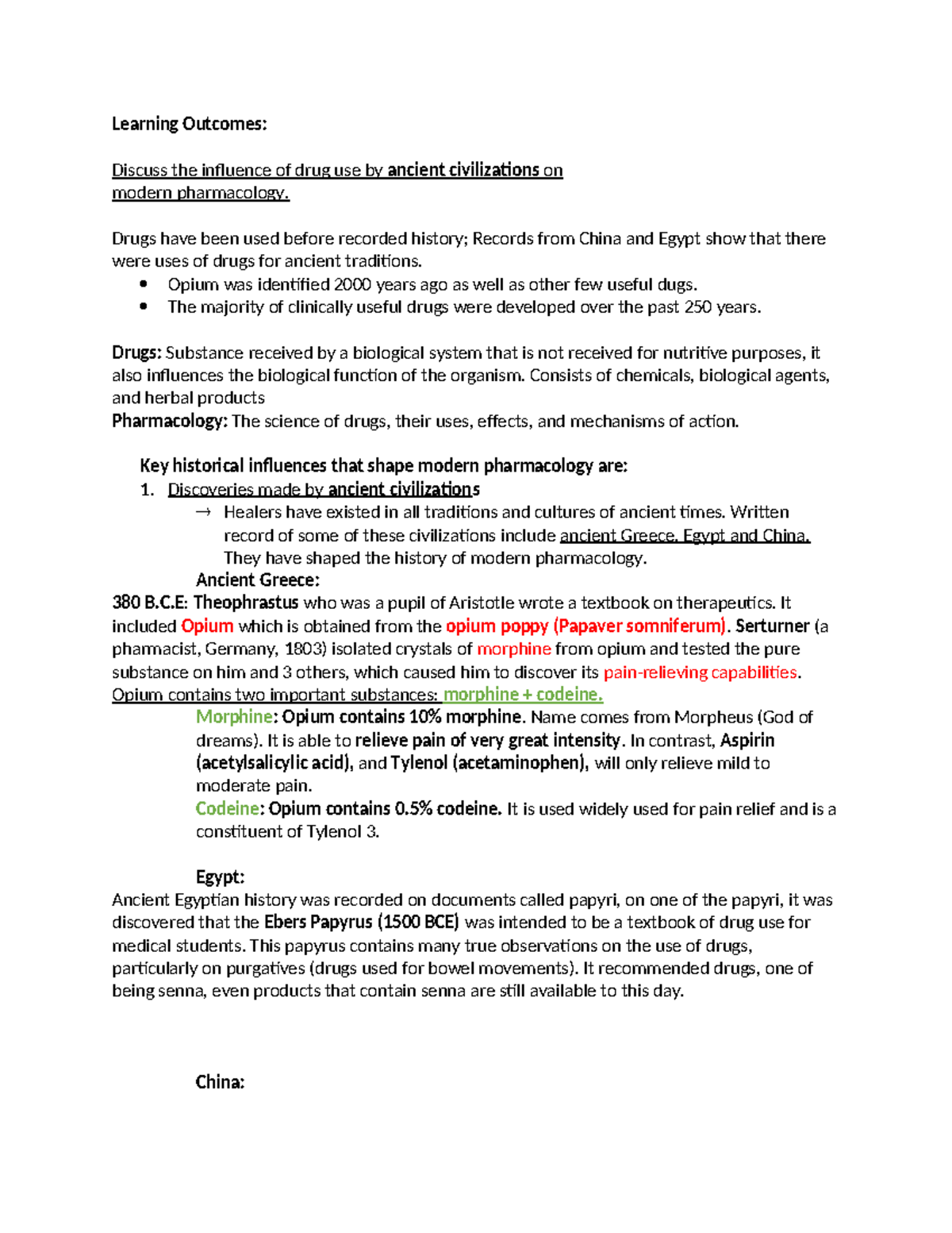 Pharm 100-Module 1 - Learning Outcomes: Discuss the influence of drug ...