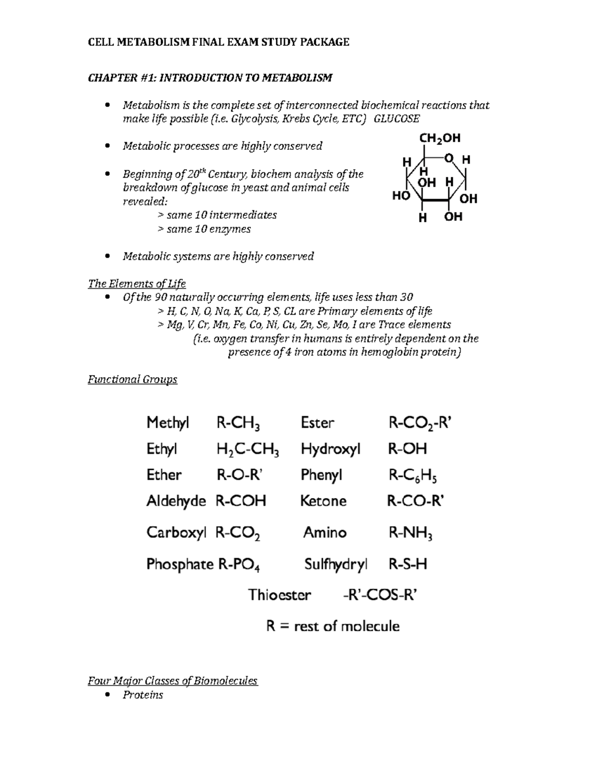 Cell Metabolism Final Exam Study Package - CELL METABOLISM FINAL EXAM ...