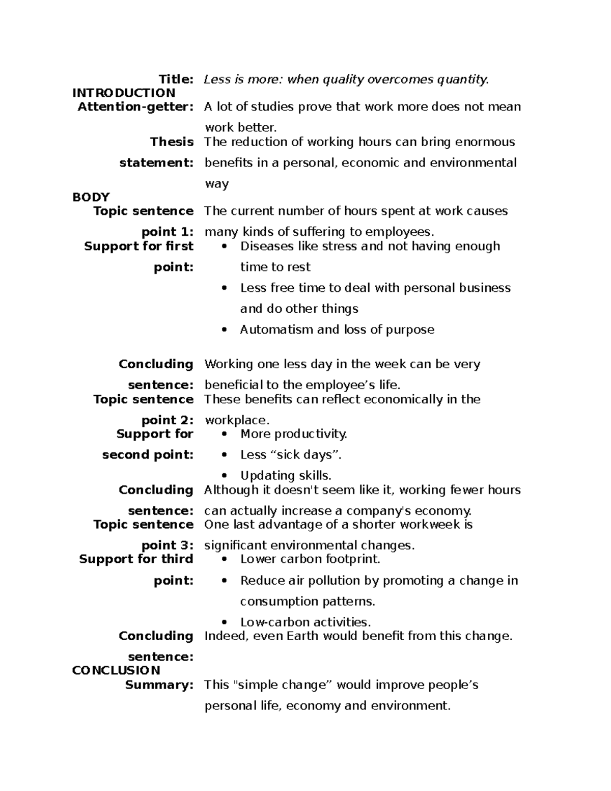 Documented essay - Title: Less is more: when quality overcomes quantity ...