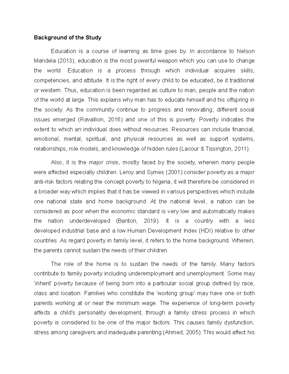 lecture notes docx - Background of the Study Education is a course of ...