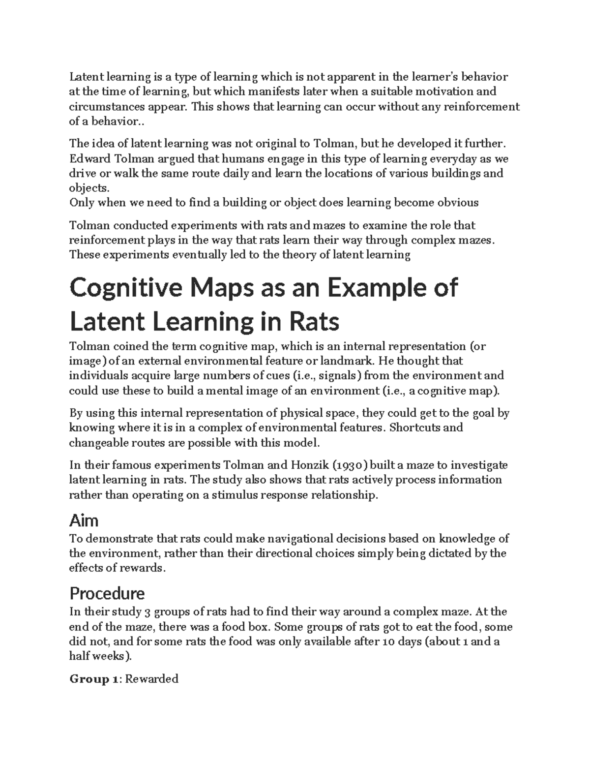 Latent Learning Notes - Latent learning is a type of learning which is ...
