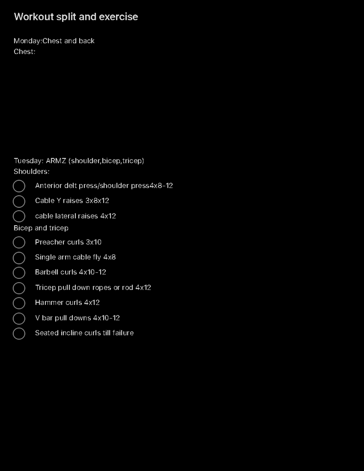 Workout split and exercise - BIOL 364 - Workout split and exercise ...