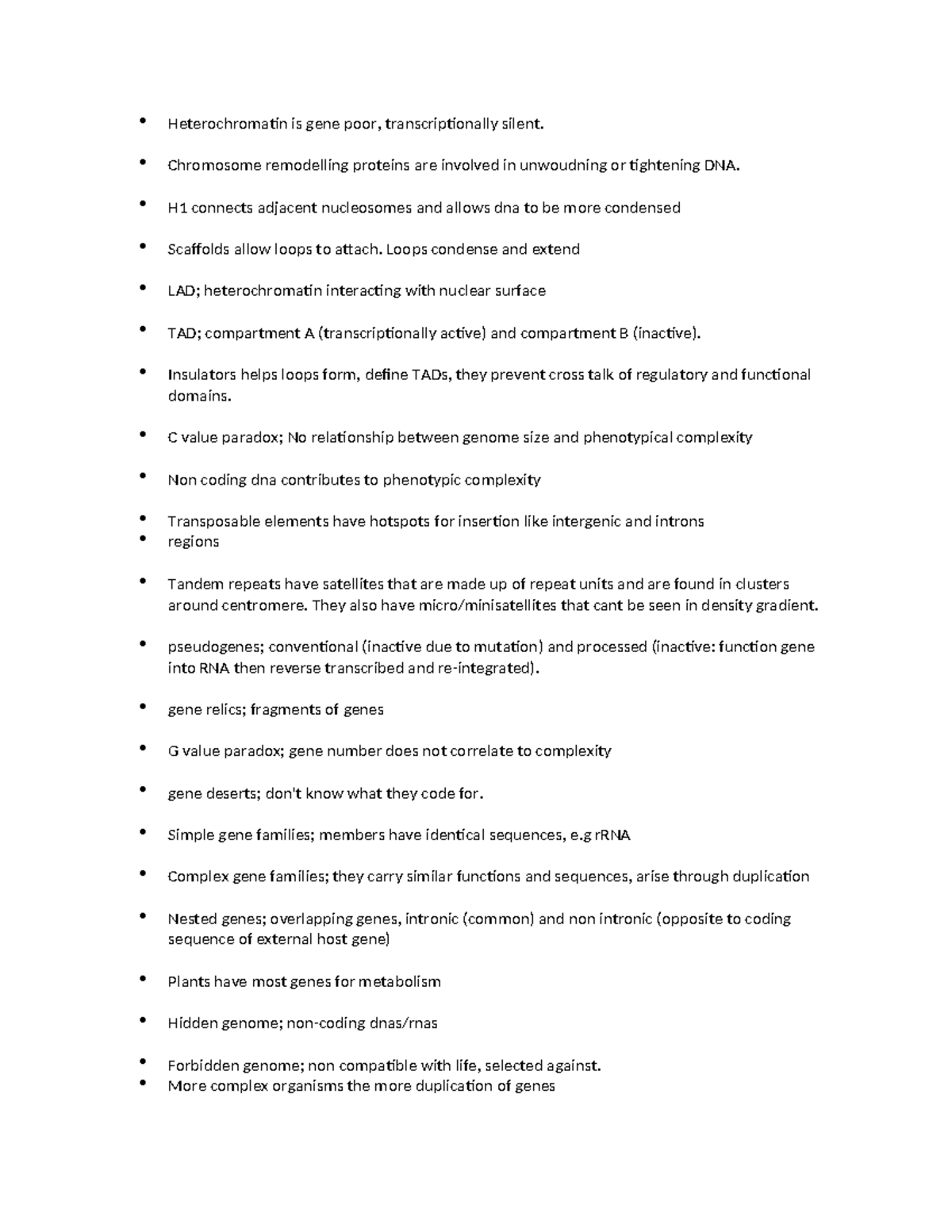 Notes GENE3370 - Lecture 1-4 and Lecture 11 - Heterochromatin is gene ...