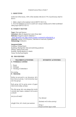 Take a stand lesson - A Detailed Lesson Plan In English 9 STE I ...