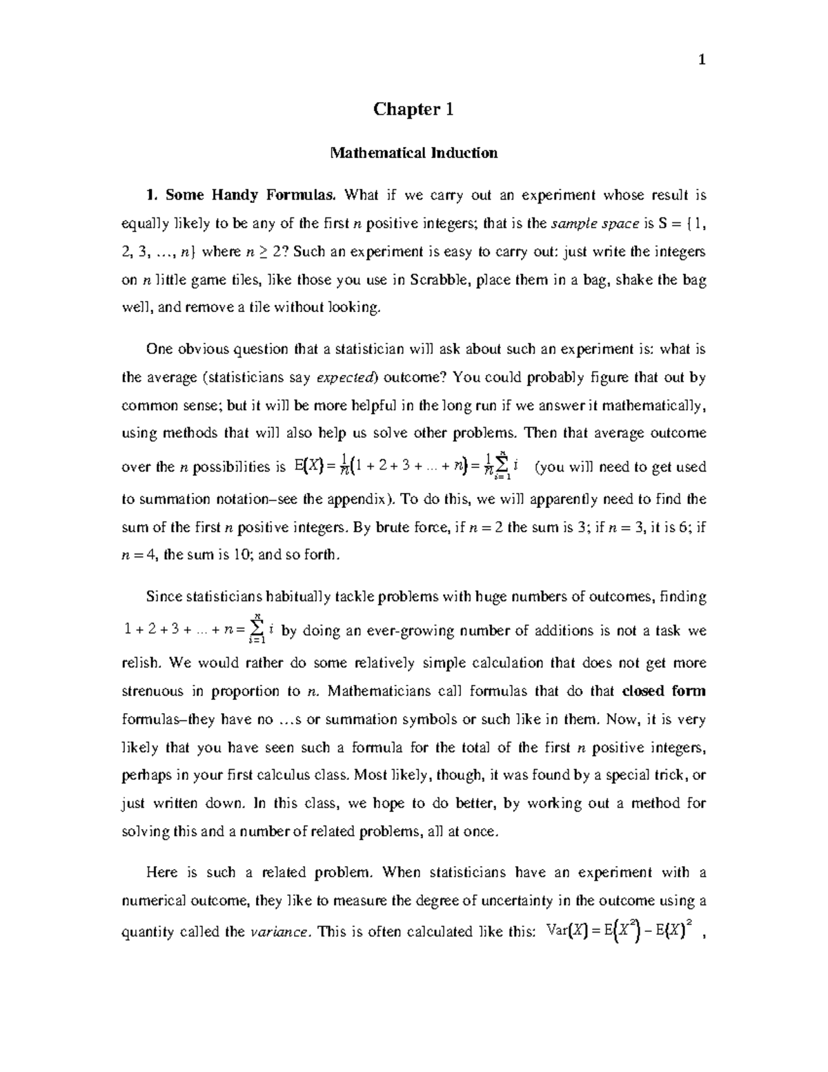 Ch. 1 Mathematical Induction - Chapter 1 Mathematical Induction Some ...