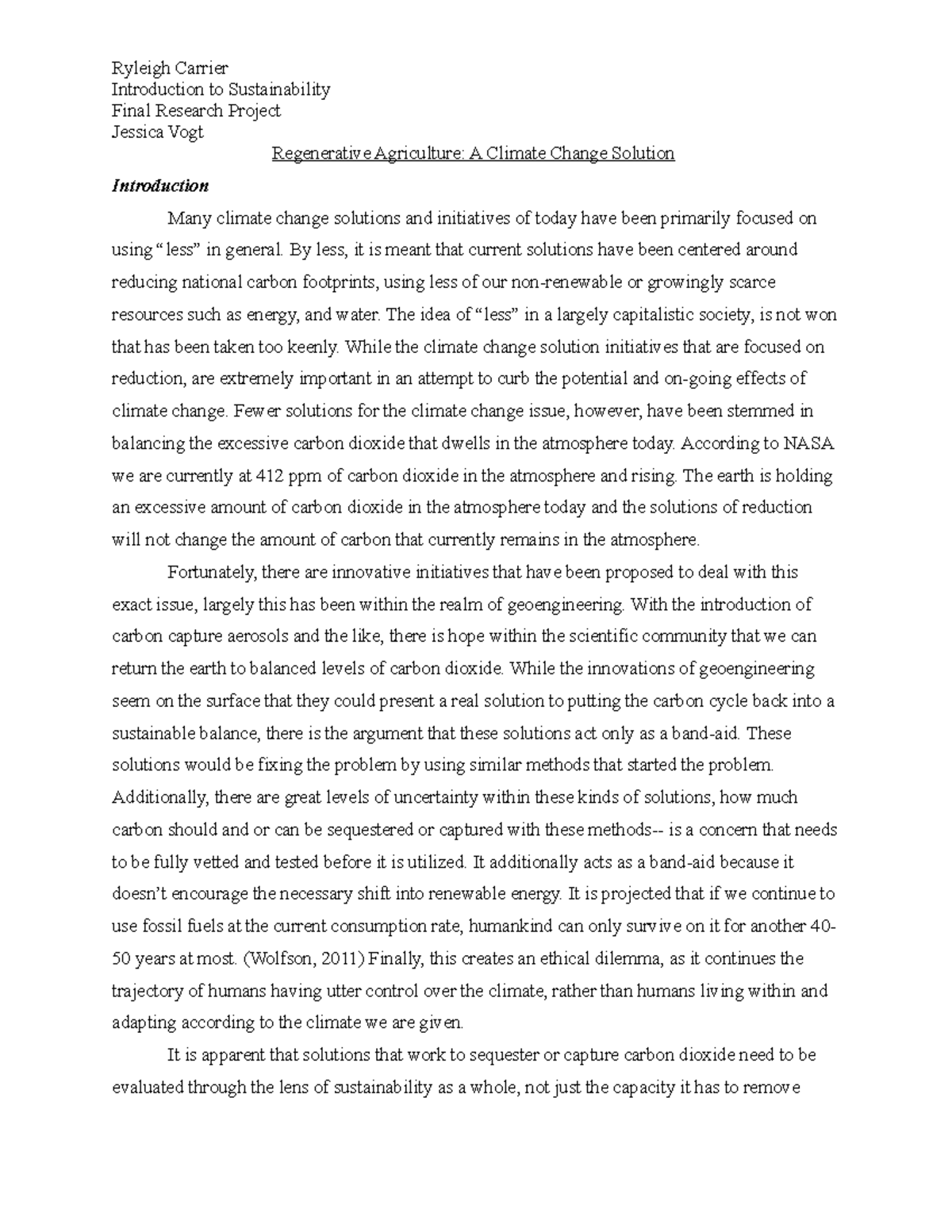 Regenrative Agriculture and Climate Change - Introduction to ...