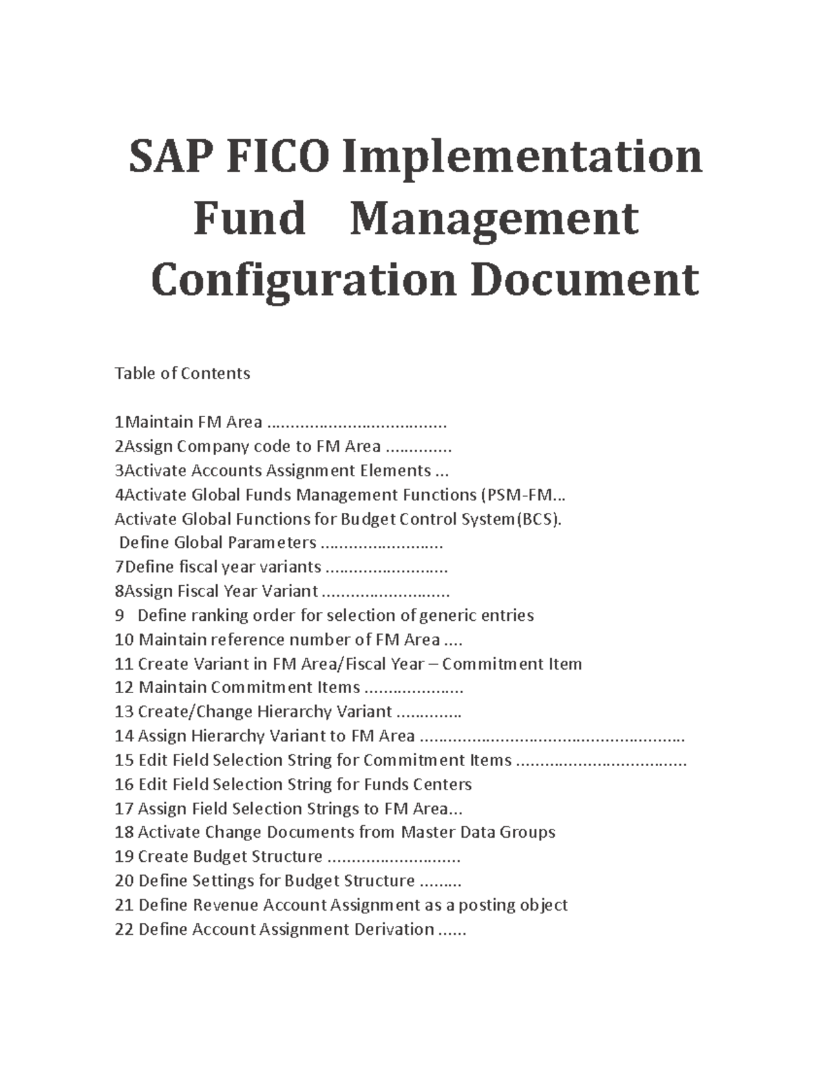 FM Module - Configuration guide - SAP FICO Implementation Fund ...
