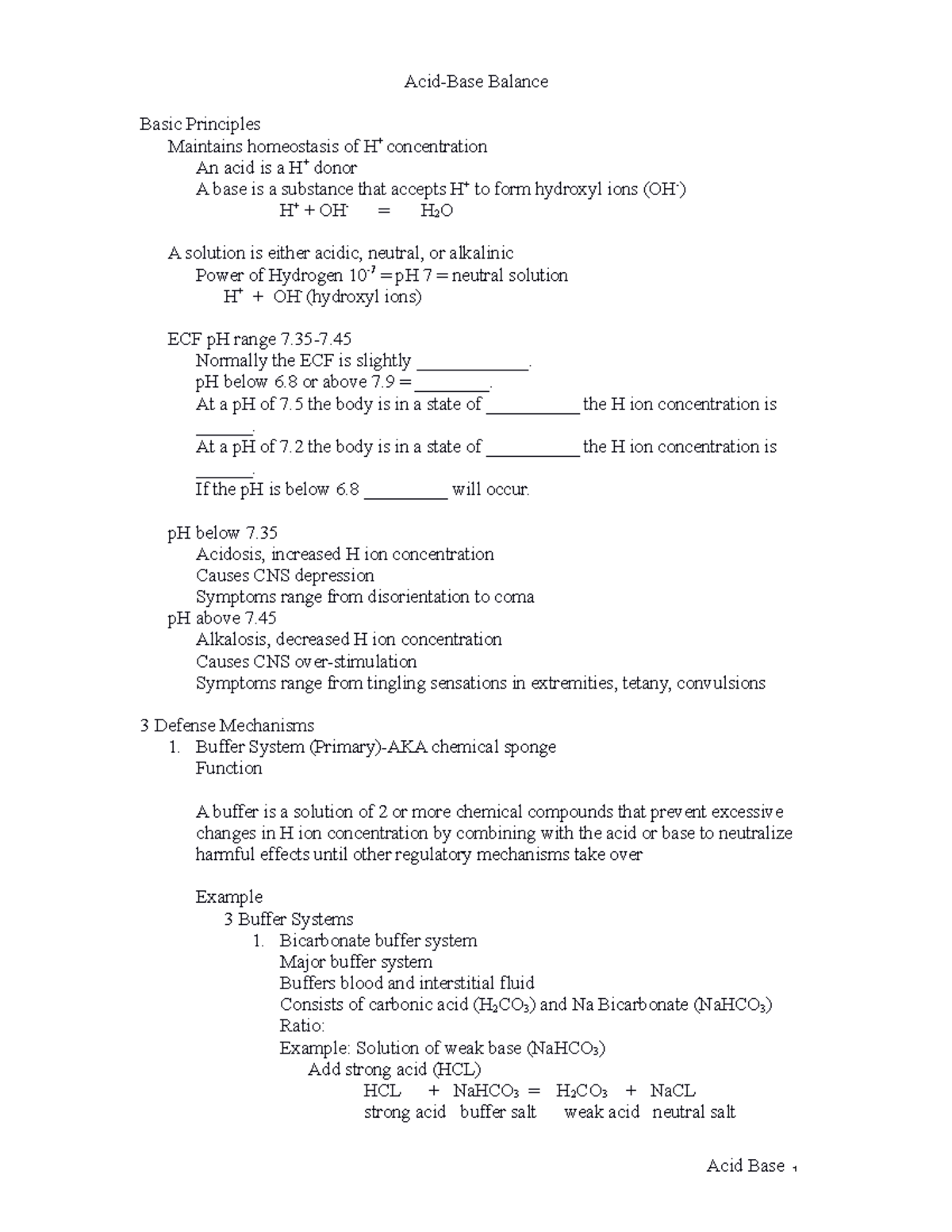 ABG Su20 - n/a - Acid-Base Balance Basic Principles Maintains ...