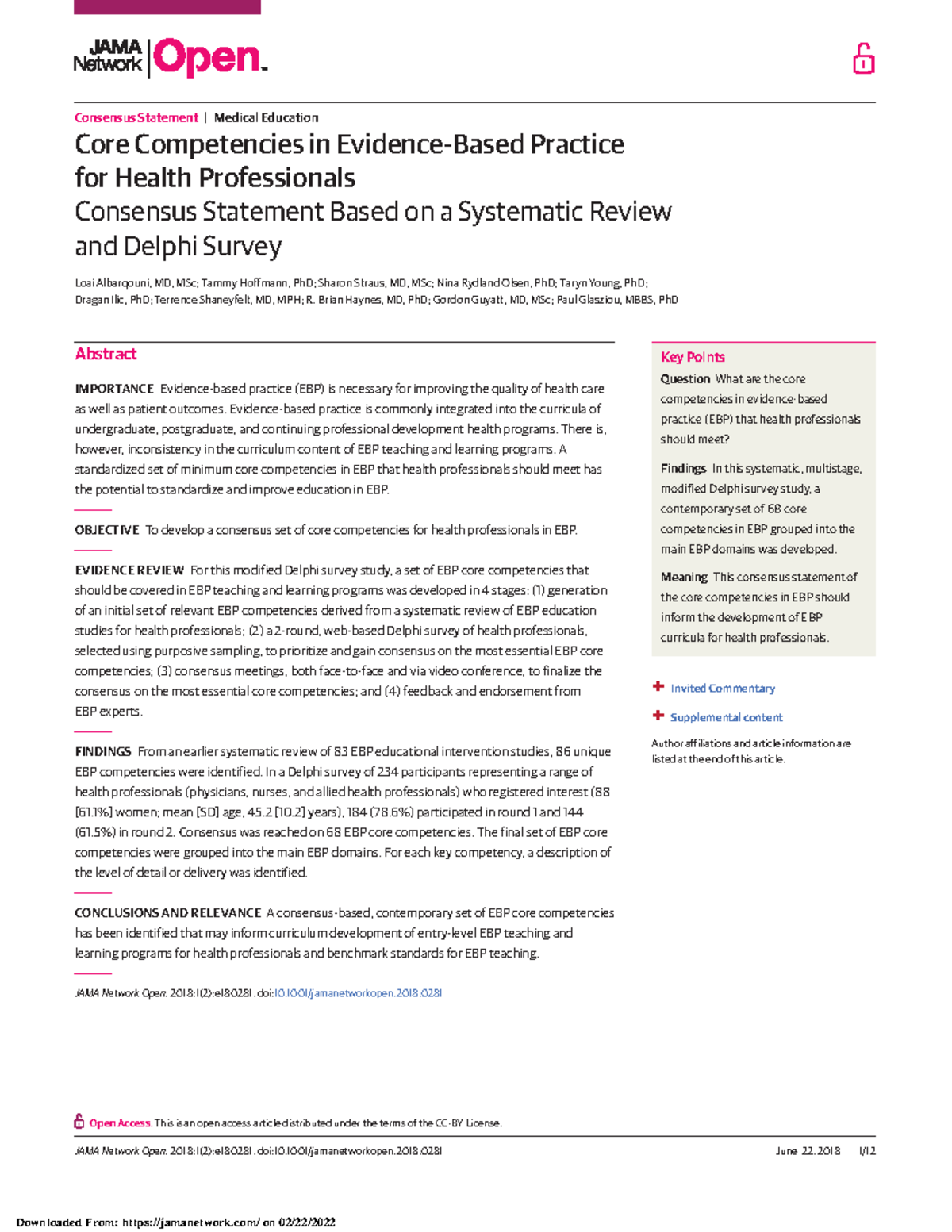Albarqouni 2018 cs 180002 - Consensus Statement | Medical Education ...