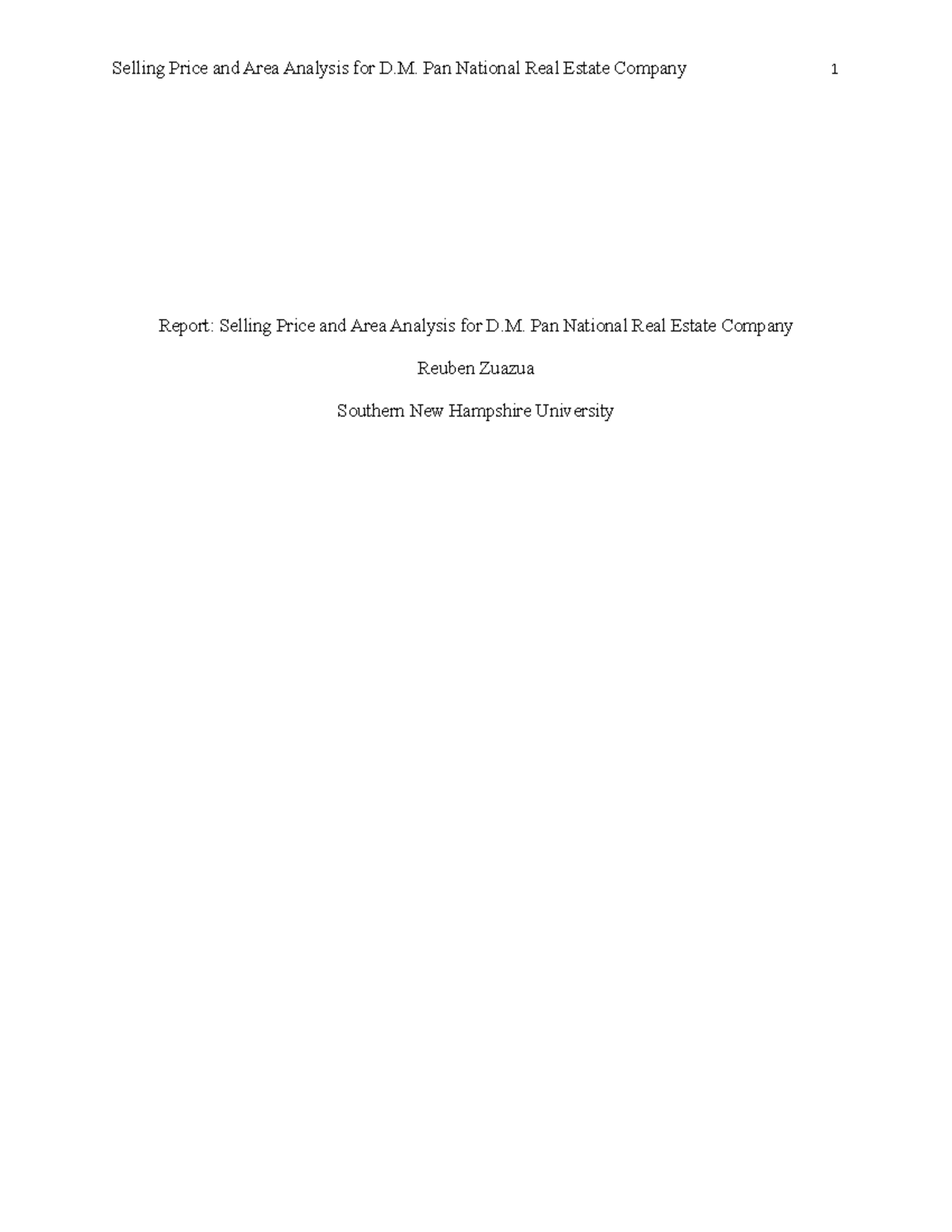 MAT 240 Module Two Assignment Template - RZ - Selling Price and Area ...