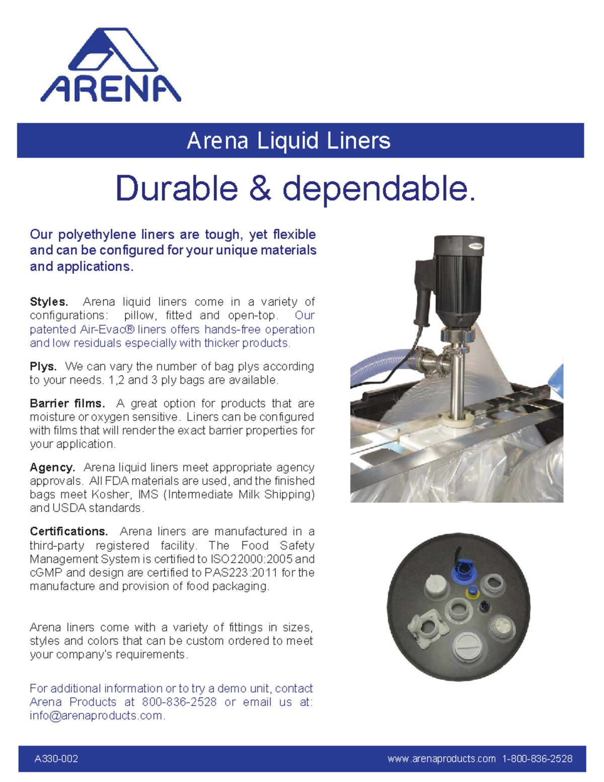 A330 002-Arena Liquid Liners - A330-002 arenaproducts 1-800-836 ...