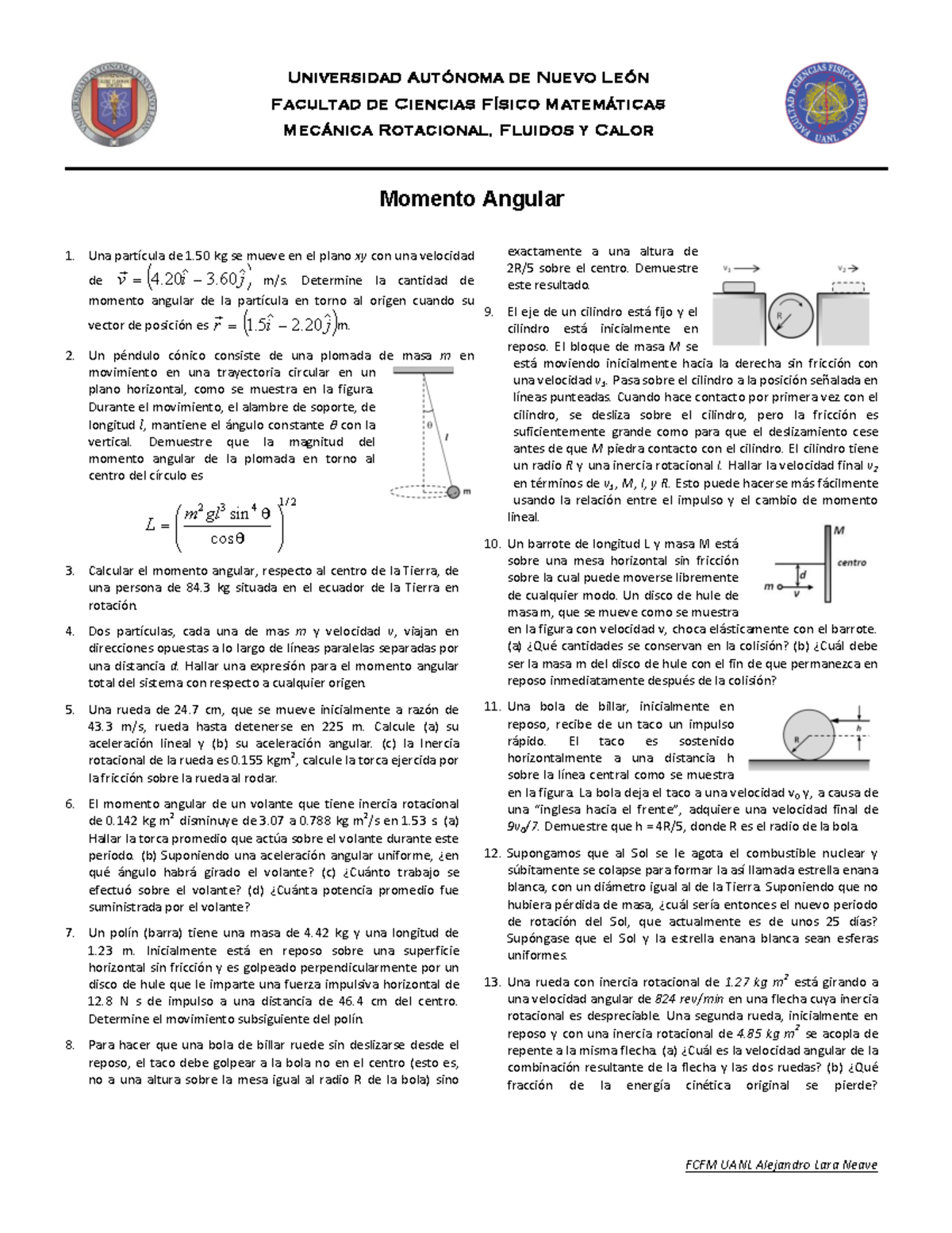 Dinamica Rotacional 002 - FCFM UANL Alejandro Lara Neave Universidad ...