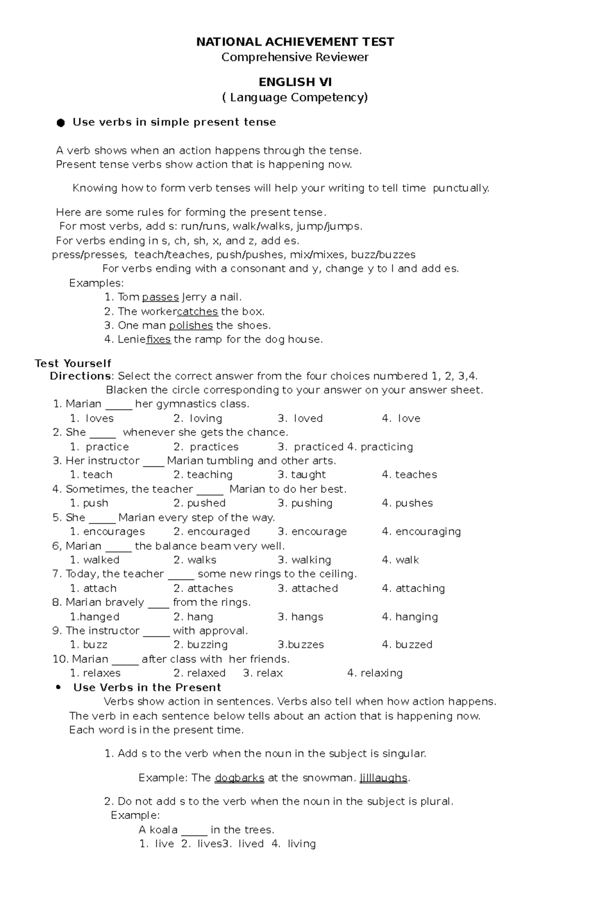 English 6 NAT Reviewer - VBSBFSB - NATIONAL ACHIEVEMENT TEST ...