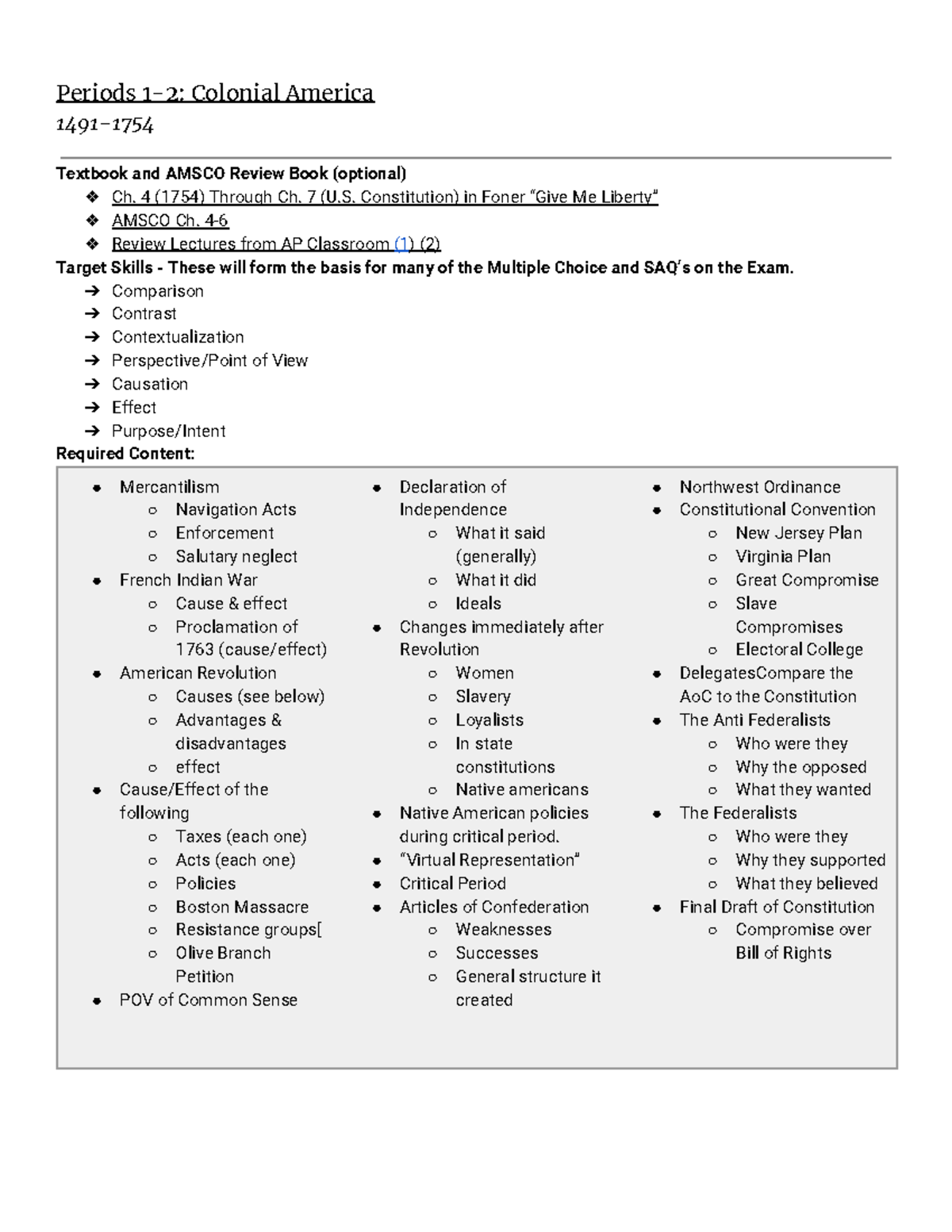 Period 3 Study Guide (Apush) - Periods ː-ˑ: Colonial America 1˓91-17 ...