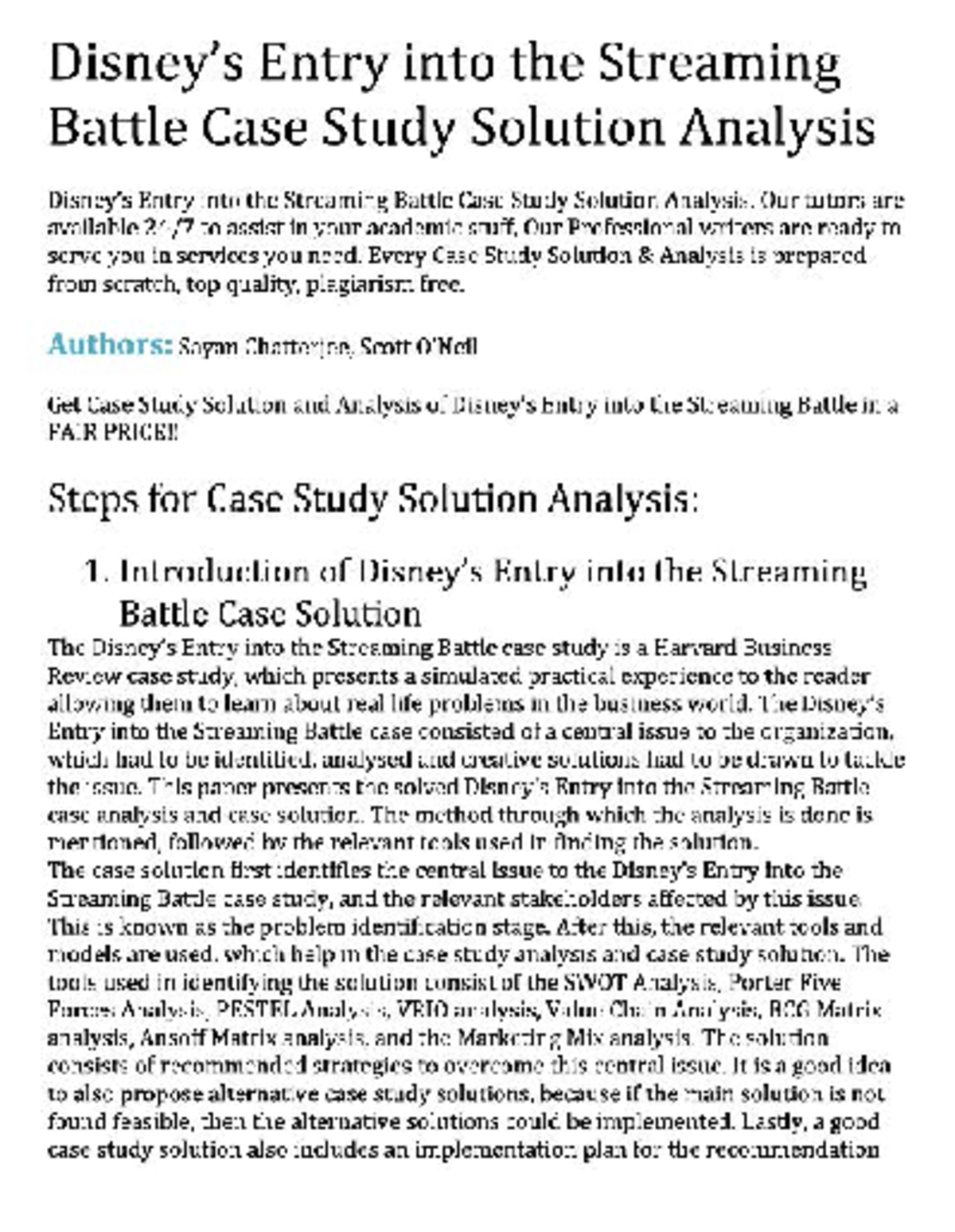 1 - exam question - Disney's Entry into the Streaming Battle Case Study ...