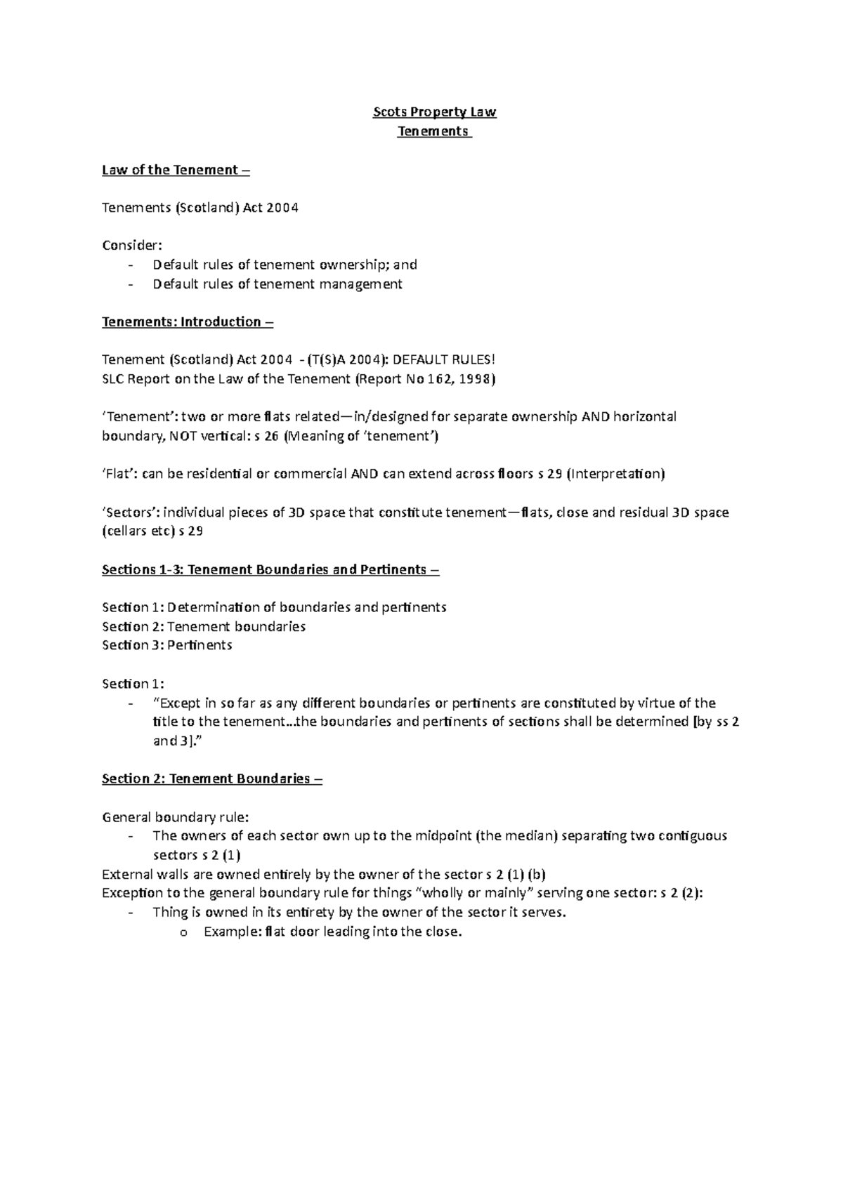 Scots Property Law 5 Tenements - Scots Property Law Tenements Law of ...