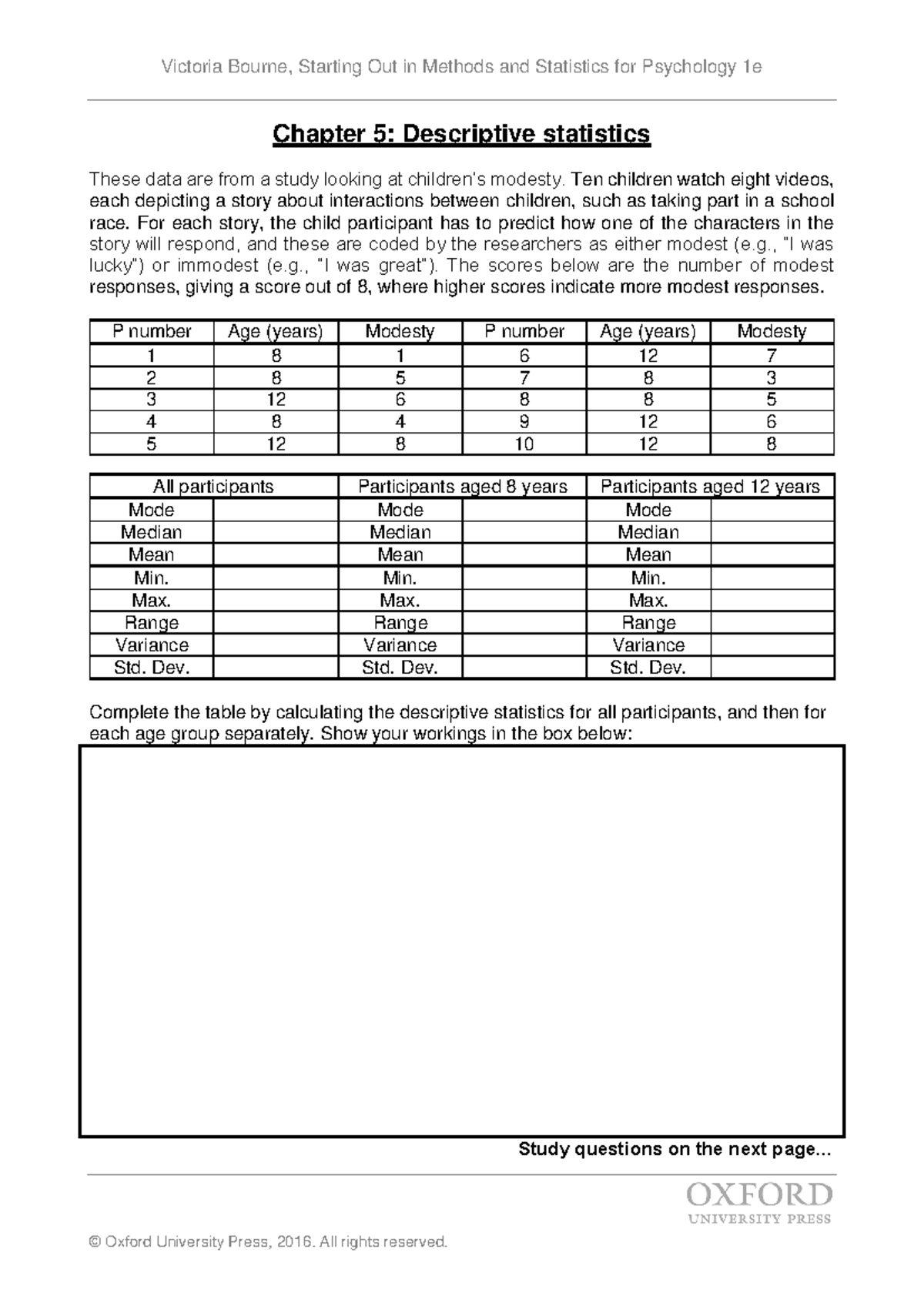 Ch5 Descriptives PDF - dcasdca - Victoria Bourne, Starting Out in Methods and Statistics for ...