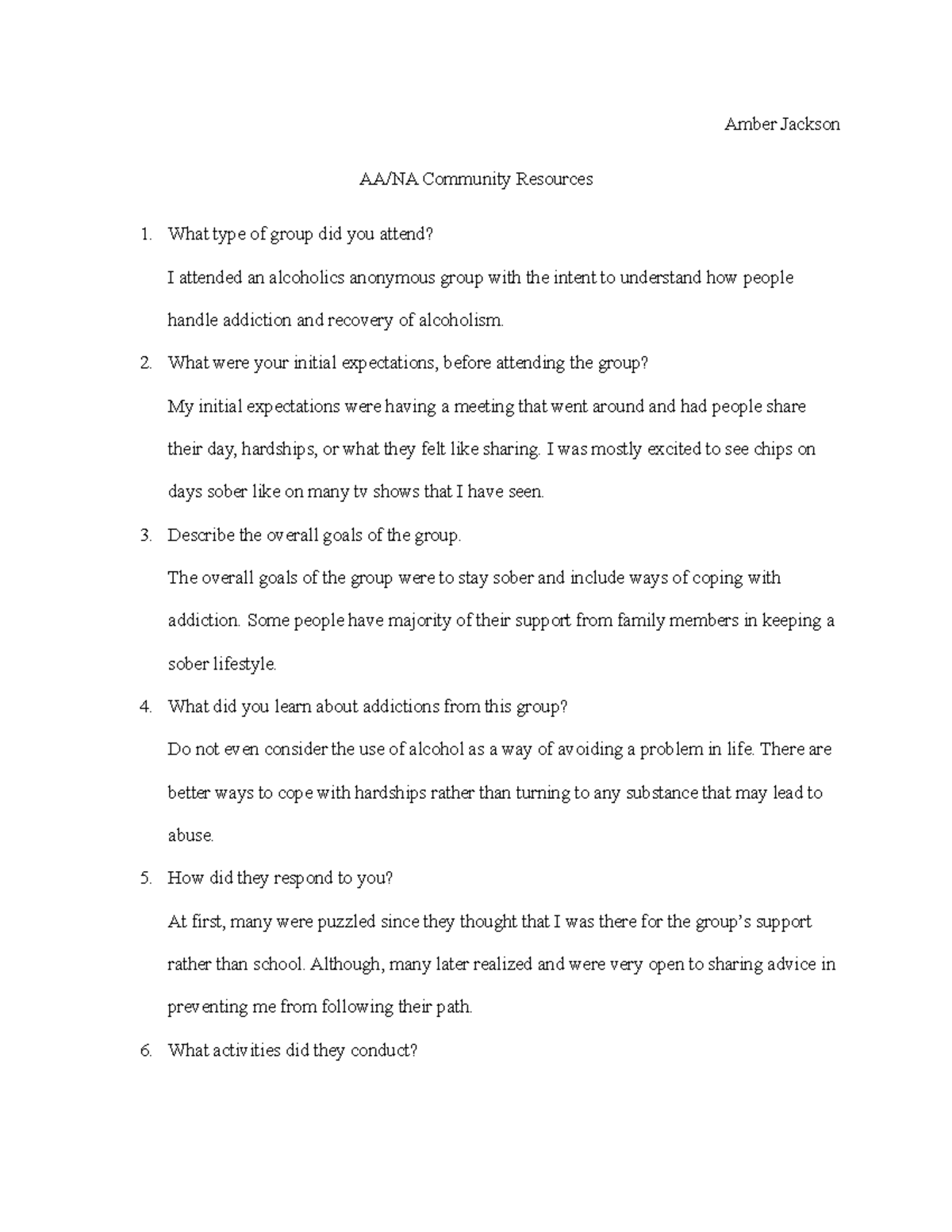 AA/NA meeting questions - Amber Jackson AA/NA Community Resources What ...