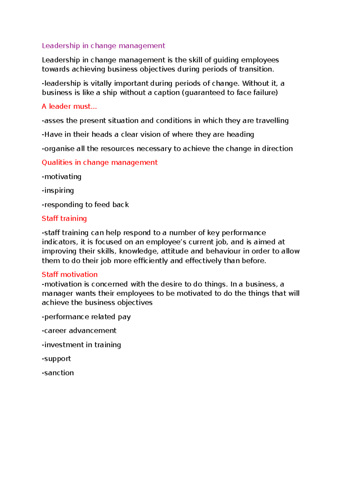 Business sac unit. 4 aos 2 - Leadership in change management Leadership ...