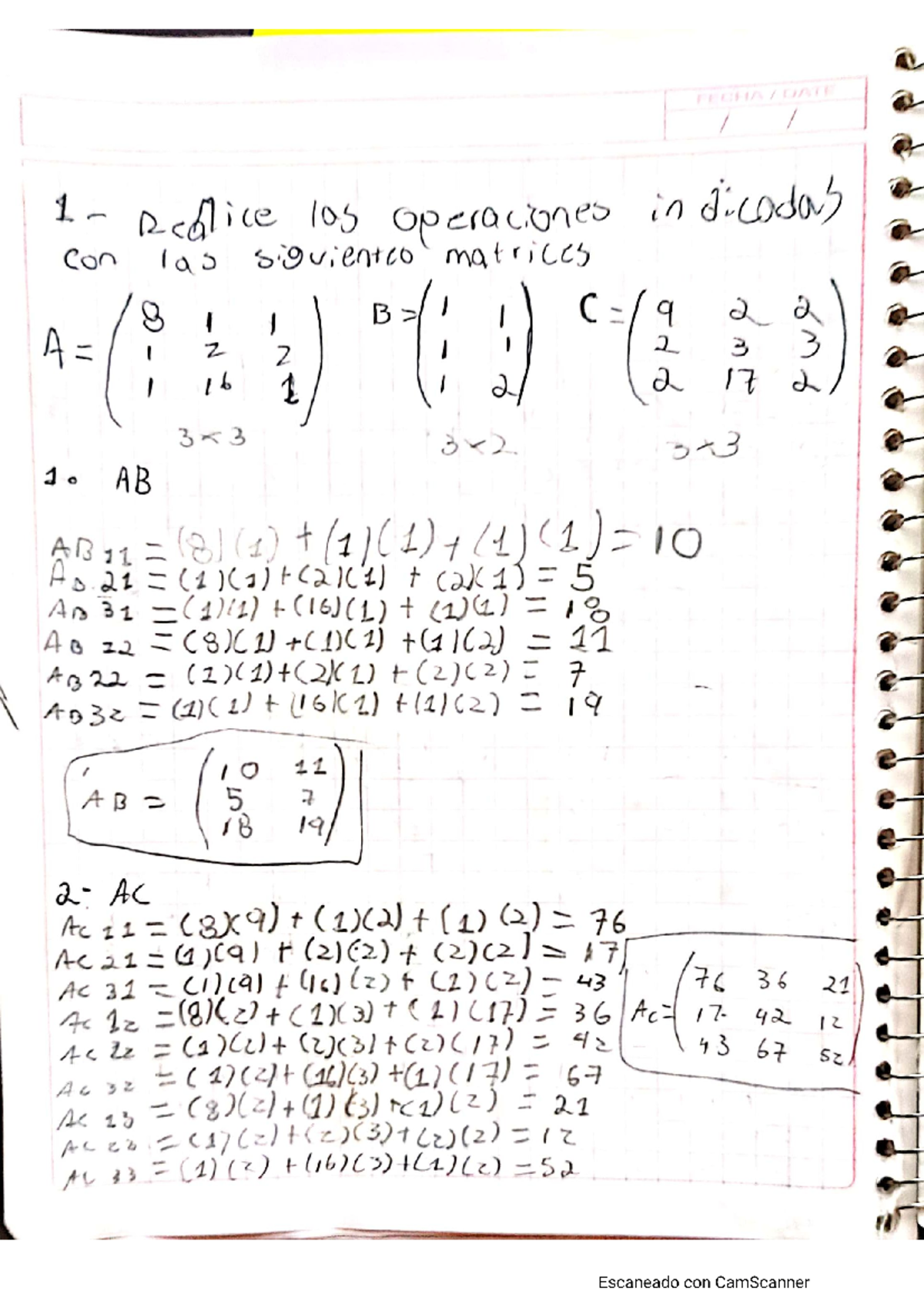 Ejercicios de repaso matrices - Algebra lineal - Studocu