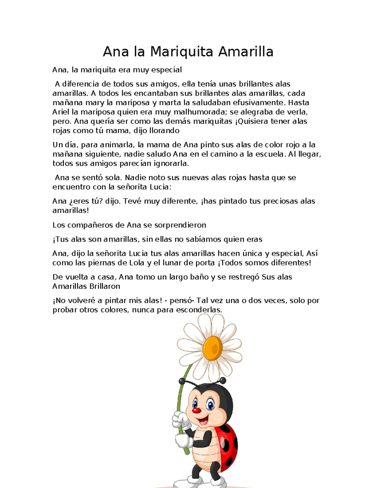 Mariquita 1 - cuento - Ana la Mariquita Amarilla Ana, la mariquita era ...