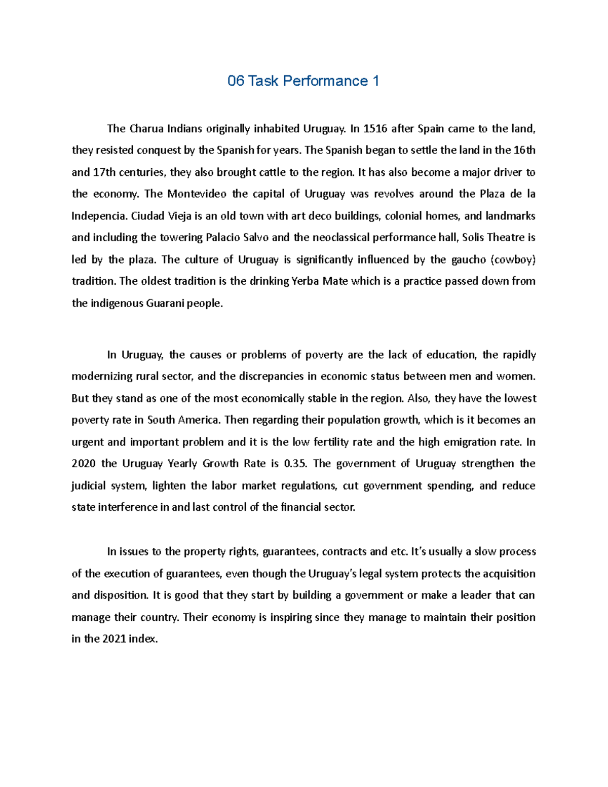 06 Task Performance 1 - Economic Development practice activity - 06 ...