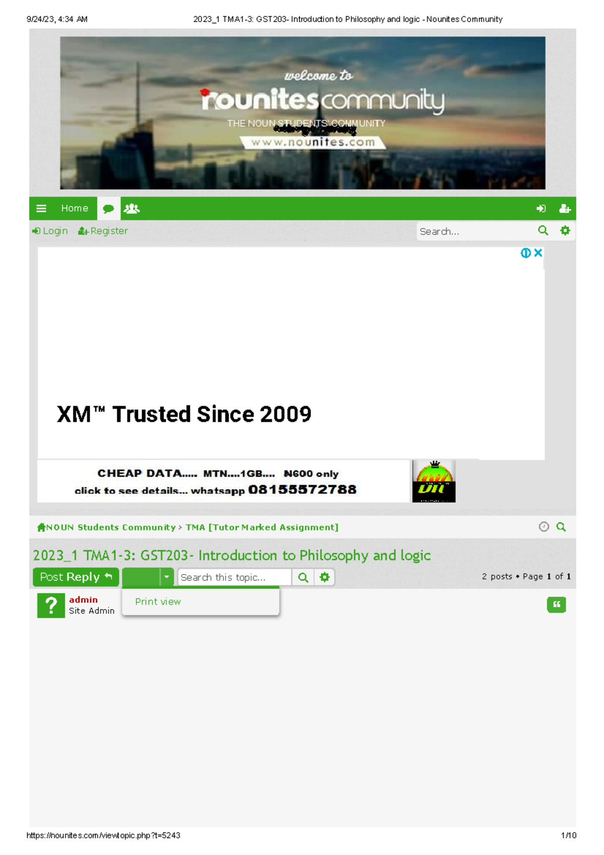 2023 1 TMA1-3 GST203- Introduction to Philosophy and logic - Nounites ...