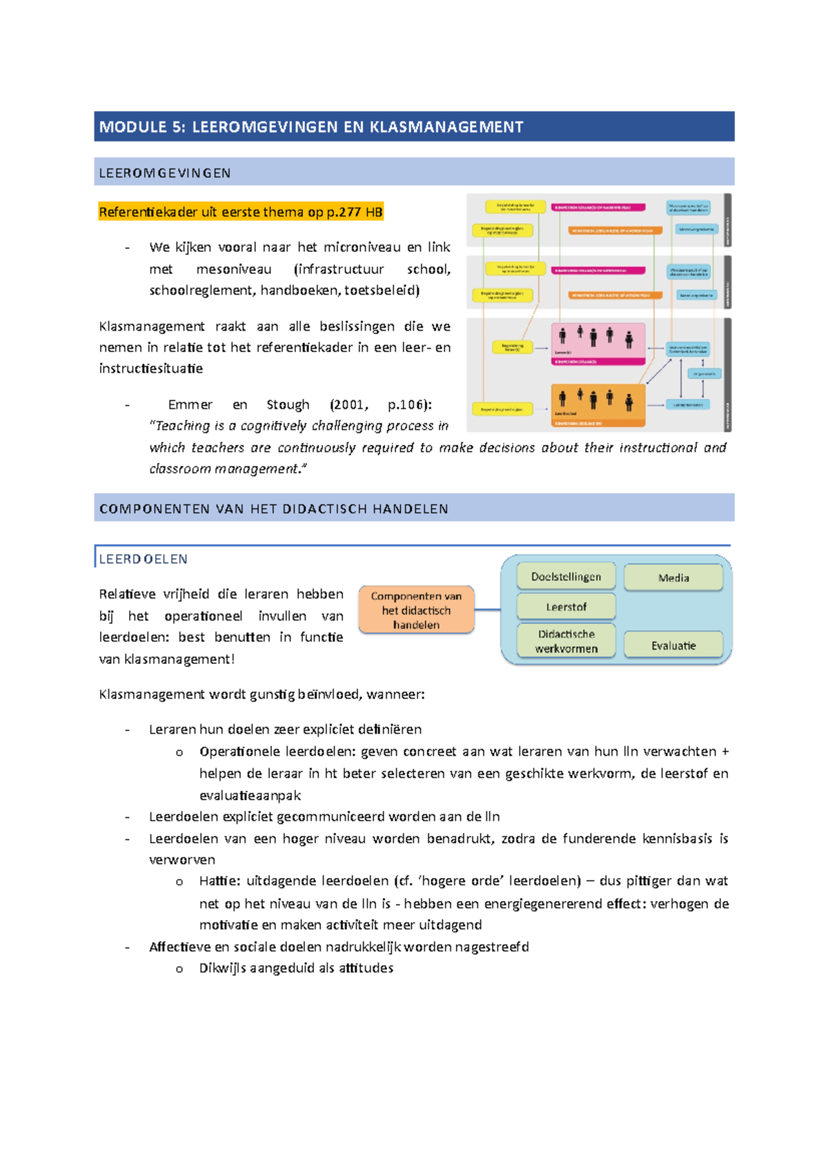 Module 5 klasmanagement en reflectie - MODULE 5: LEEROMGEVINGEN EN KLASMANAGEMENT LEEROMGEVINGEN ...