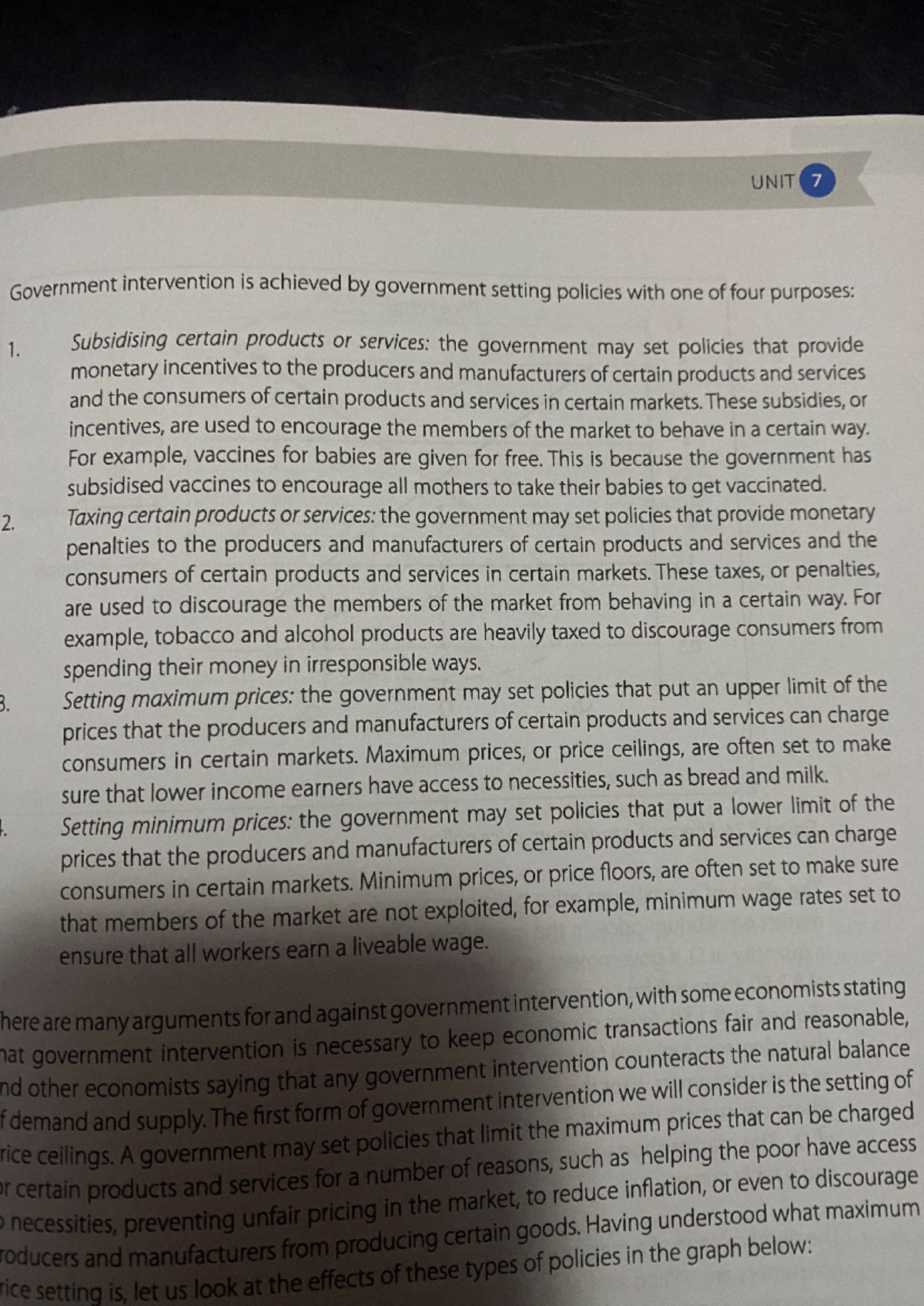 study notes to help with understanding - UNIT 7 Government intervention ...